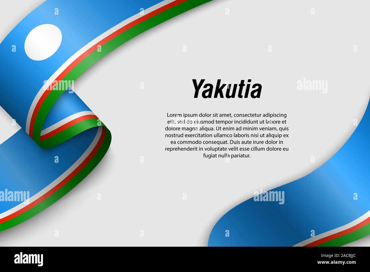 Waving ribbon or banner with flag of Yakutia. Region of Russia ...