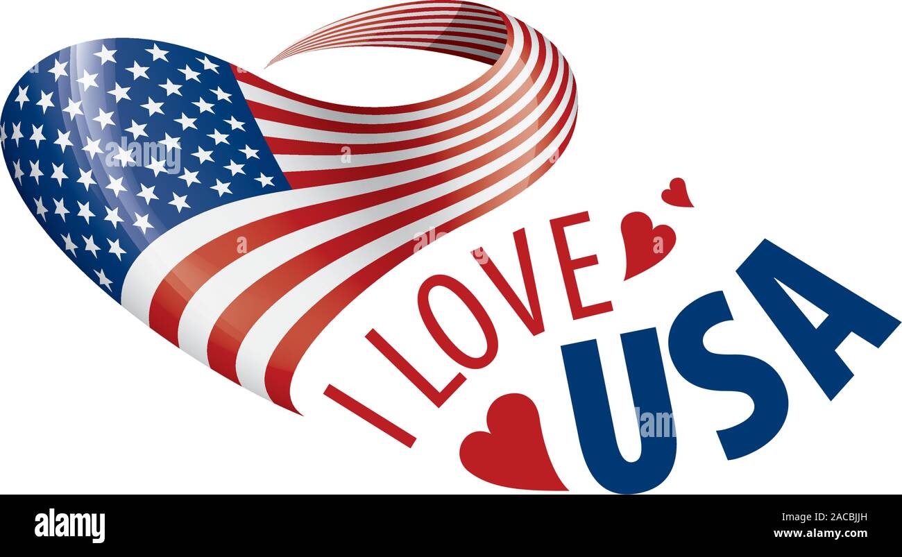 The national flag of the USA and the inscription I love the USA. Vector ...