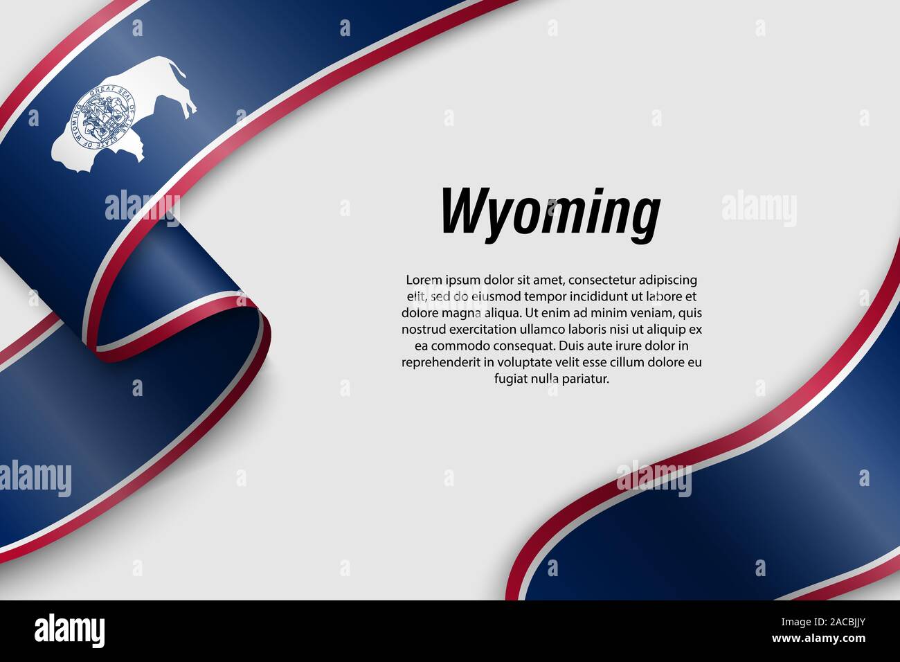 Waving ribbon or banner with flag of Wyoming. State of USA. Template ...