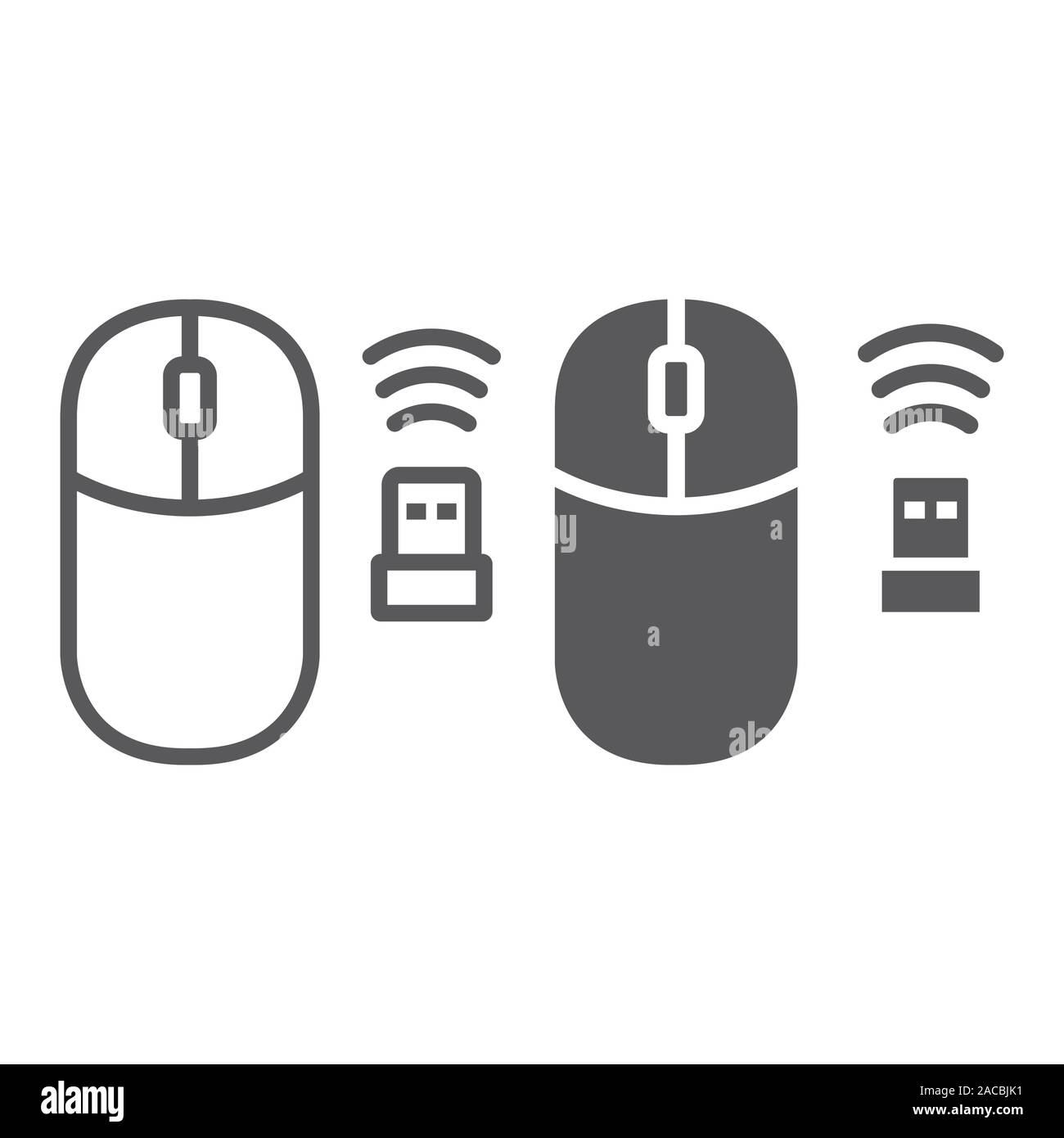 Wireless mouse line and glyph icon, cursor and device, computer mouse ...