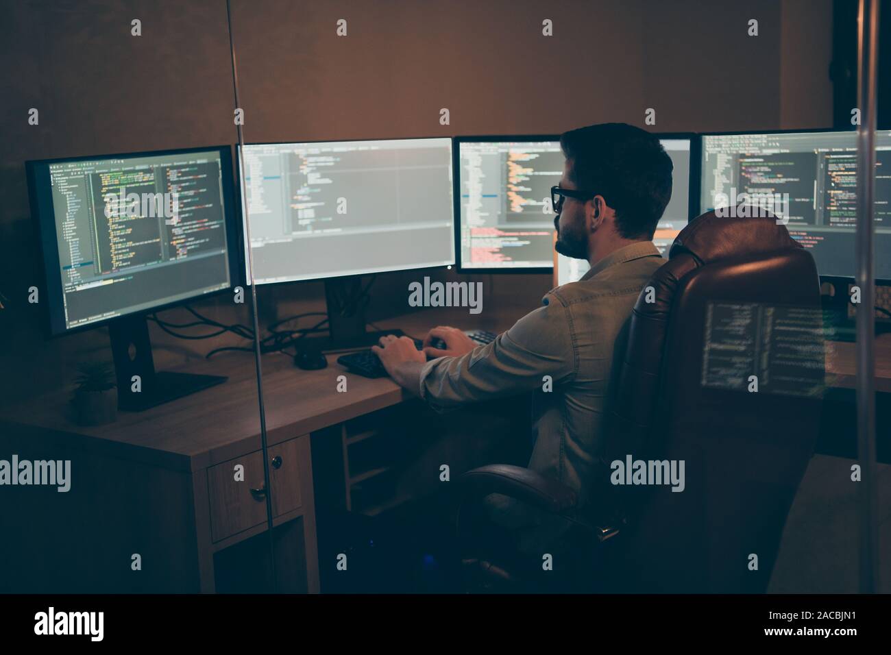 Profile side view of nice senior devops qualified expert guy providing ... Profile side view of nice senior devops qualified expert guy providing ...