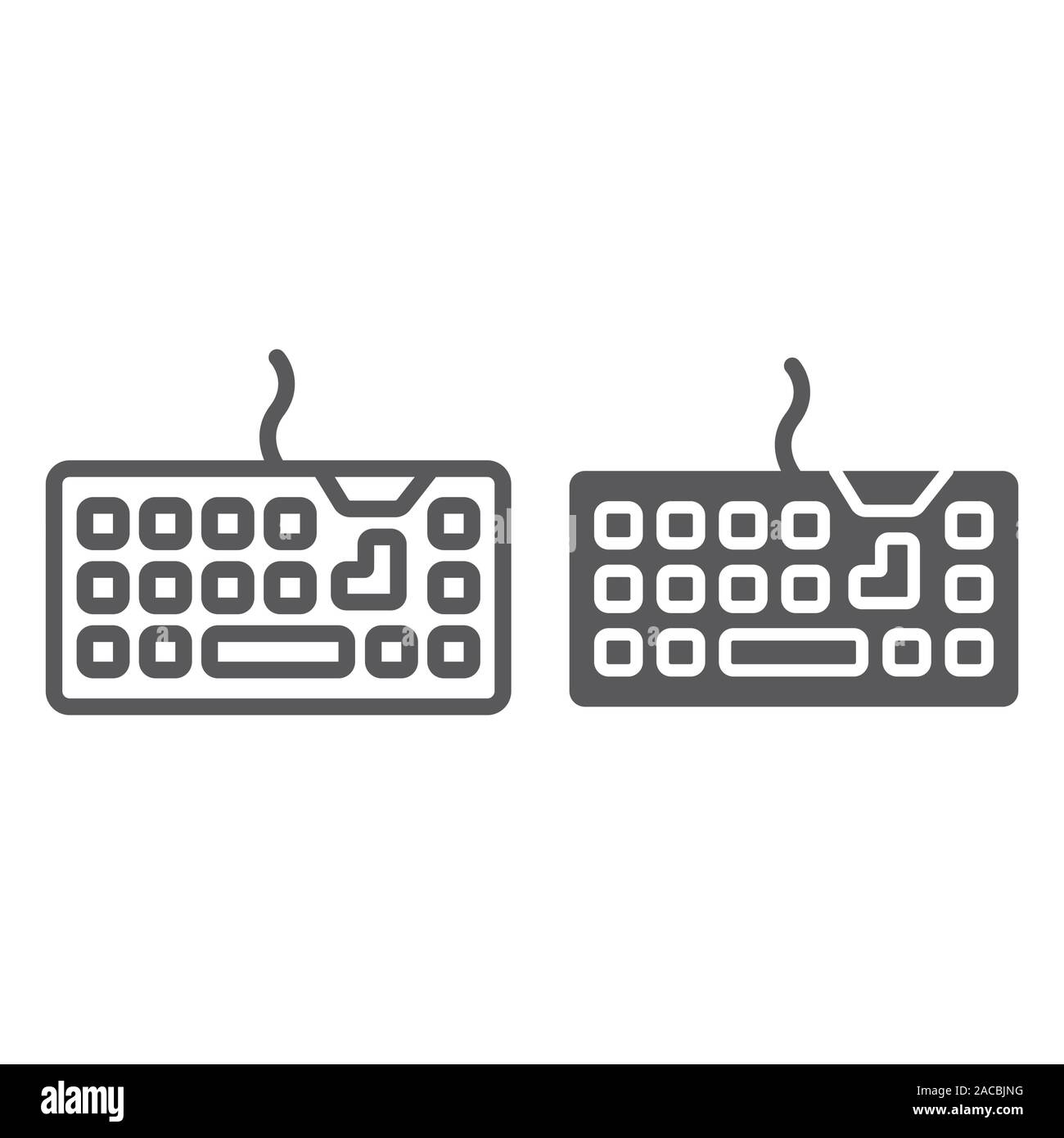 Keyboard line and glyph icon, technology and device, keypad sign, vector graphics, a linear ...