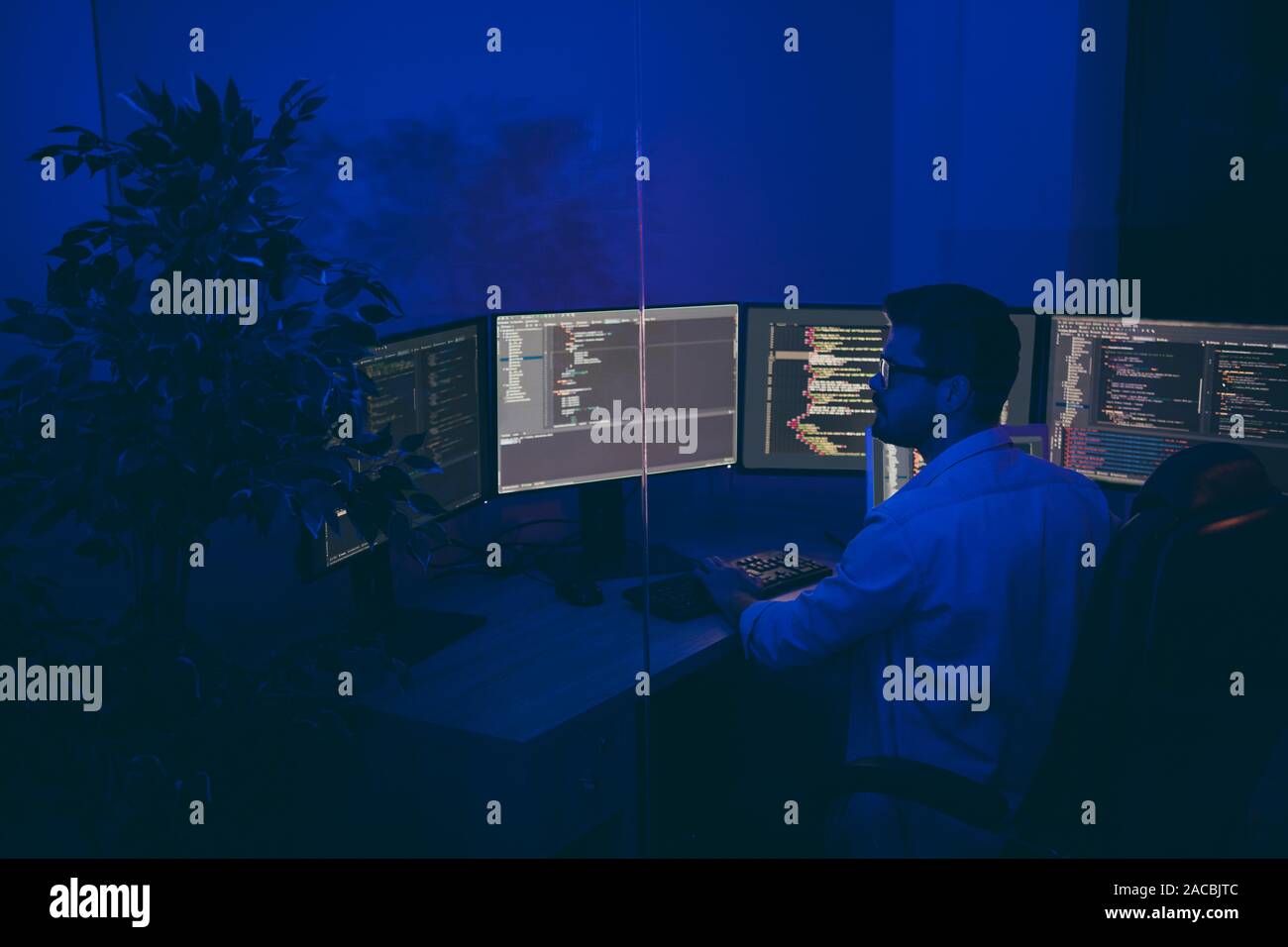 Profile side view of his he nice attractive clever smart intellectual ...