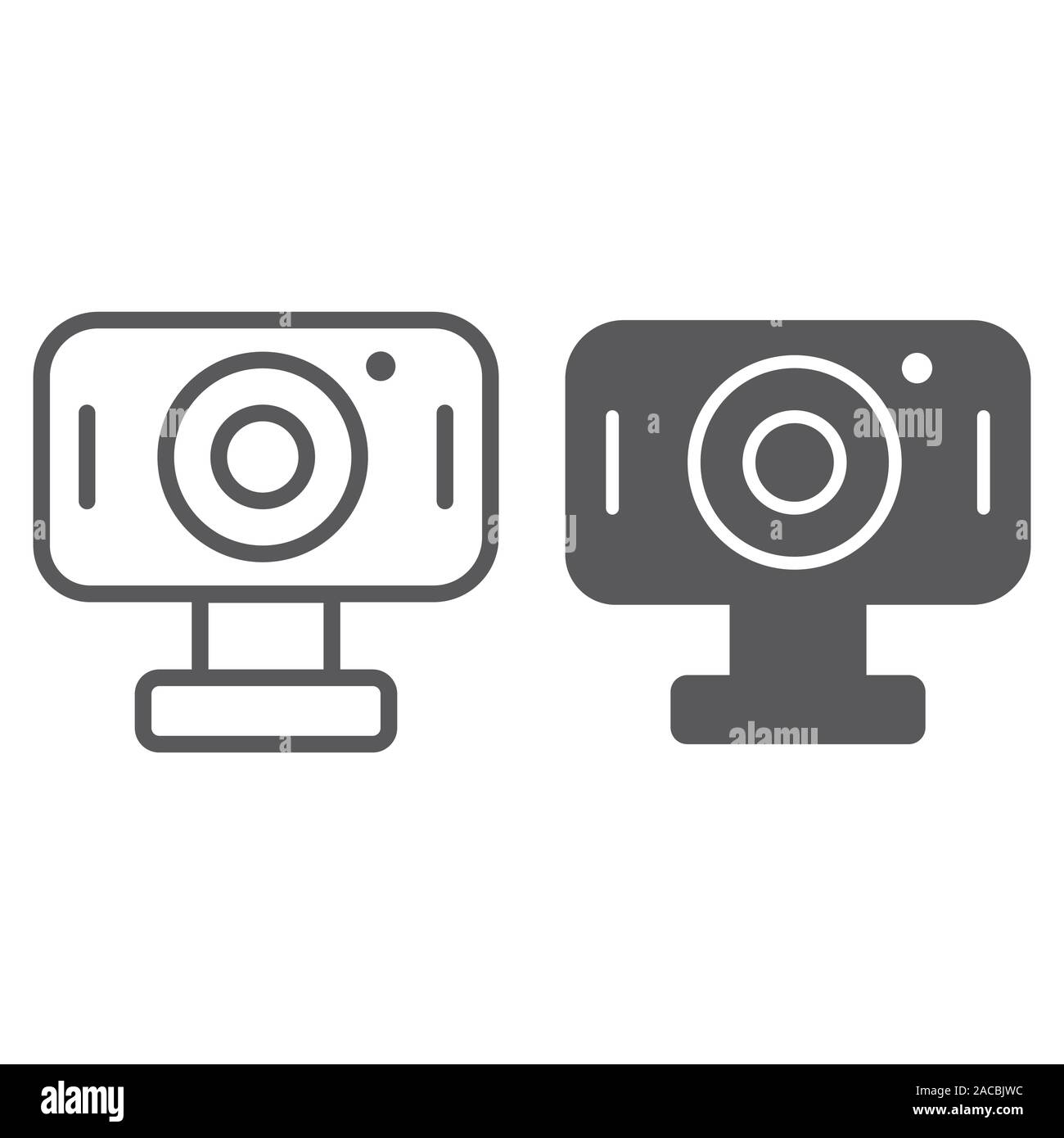 Webcam line and glyph icon, cam and device, computer camera sign ...