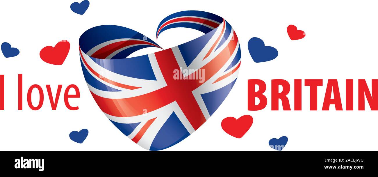 The national flag of the Britain and the inscription I love Britain ...