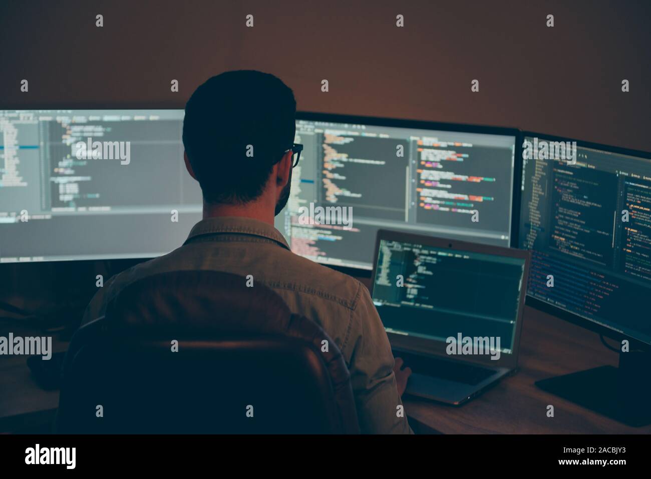 Laptop computer being hacked coding hi-res stock photography and images ...