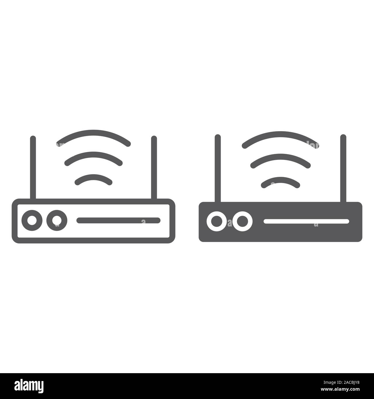 Wifi router line and glyph icon, technology and device, wireless ...