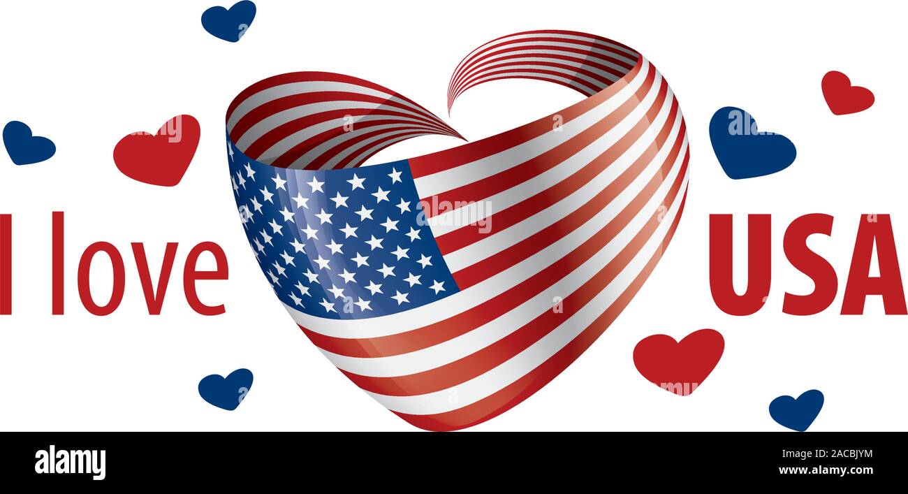 The national flag of the USA and the inscription I love the USA. Vector ...