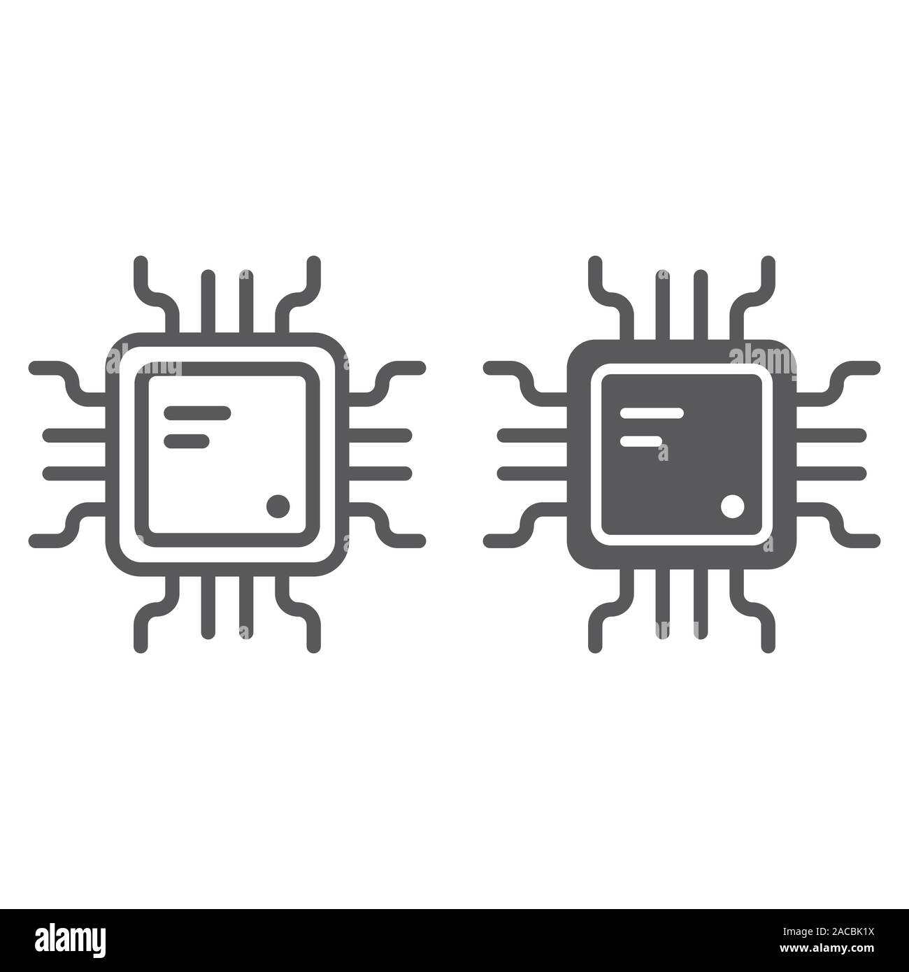 Cpu line and glyph icon, technology and device, chip sign, vector ...