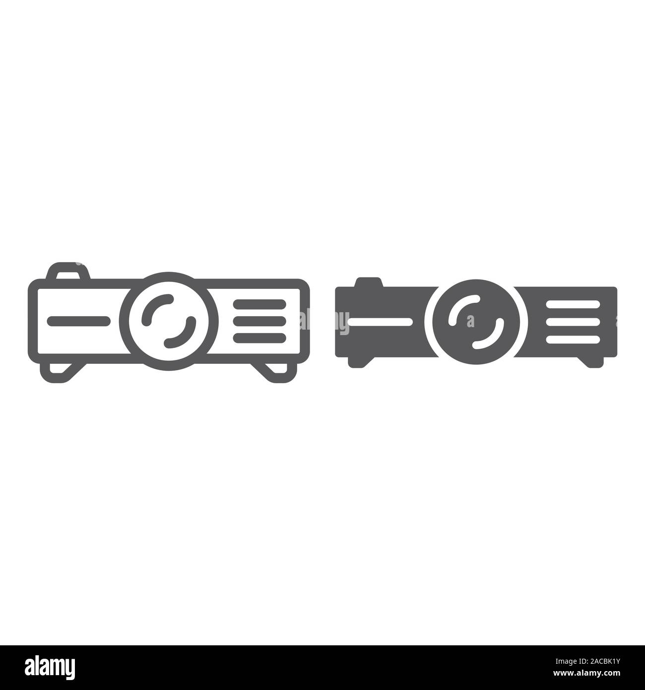 Projector line and glyph icon, technology and equipment, projection ...