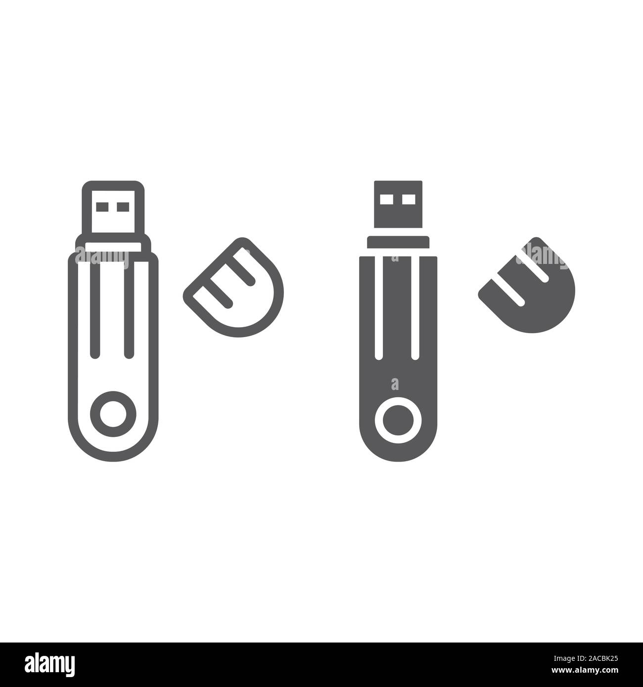 Flash drive line and glyph icon, technology and device, usb storage ...