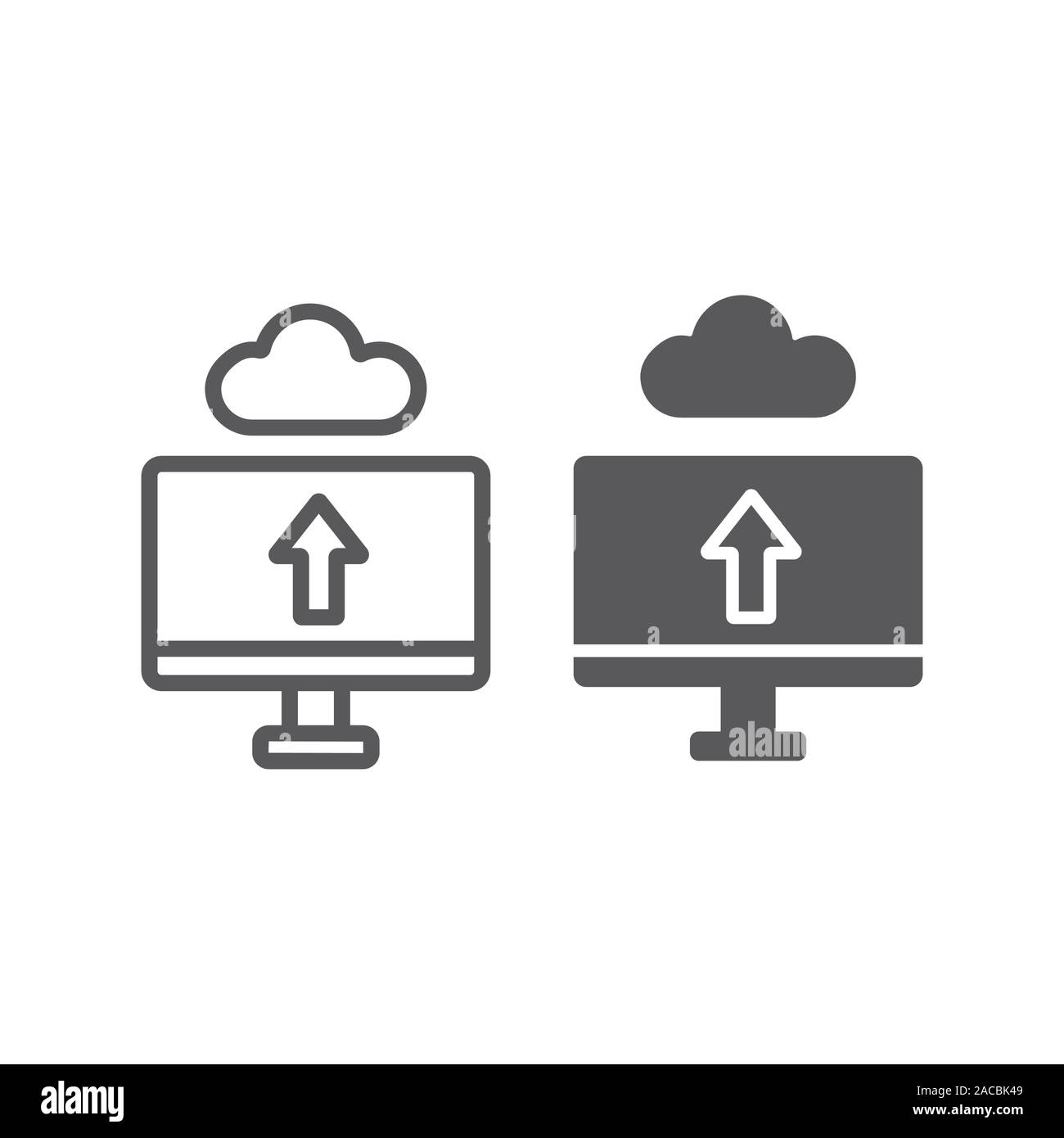 Cloud upload line and glyph icon, technology and system, data ...