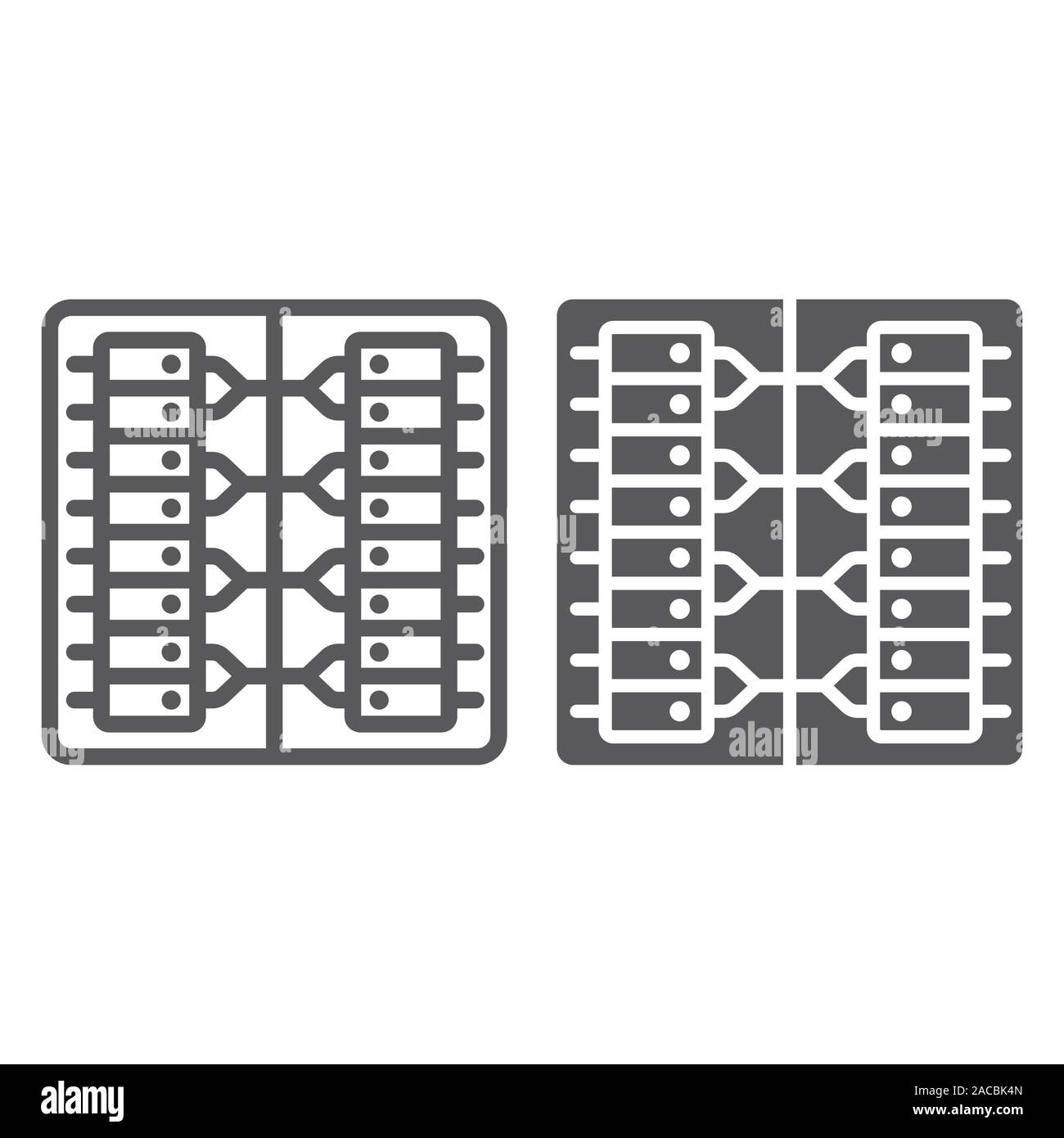Server line and glyph icon, technology and system, data center sign ...