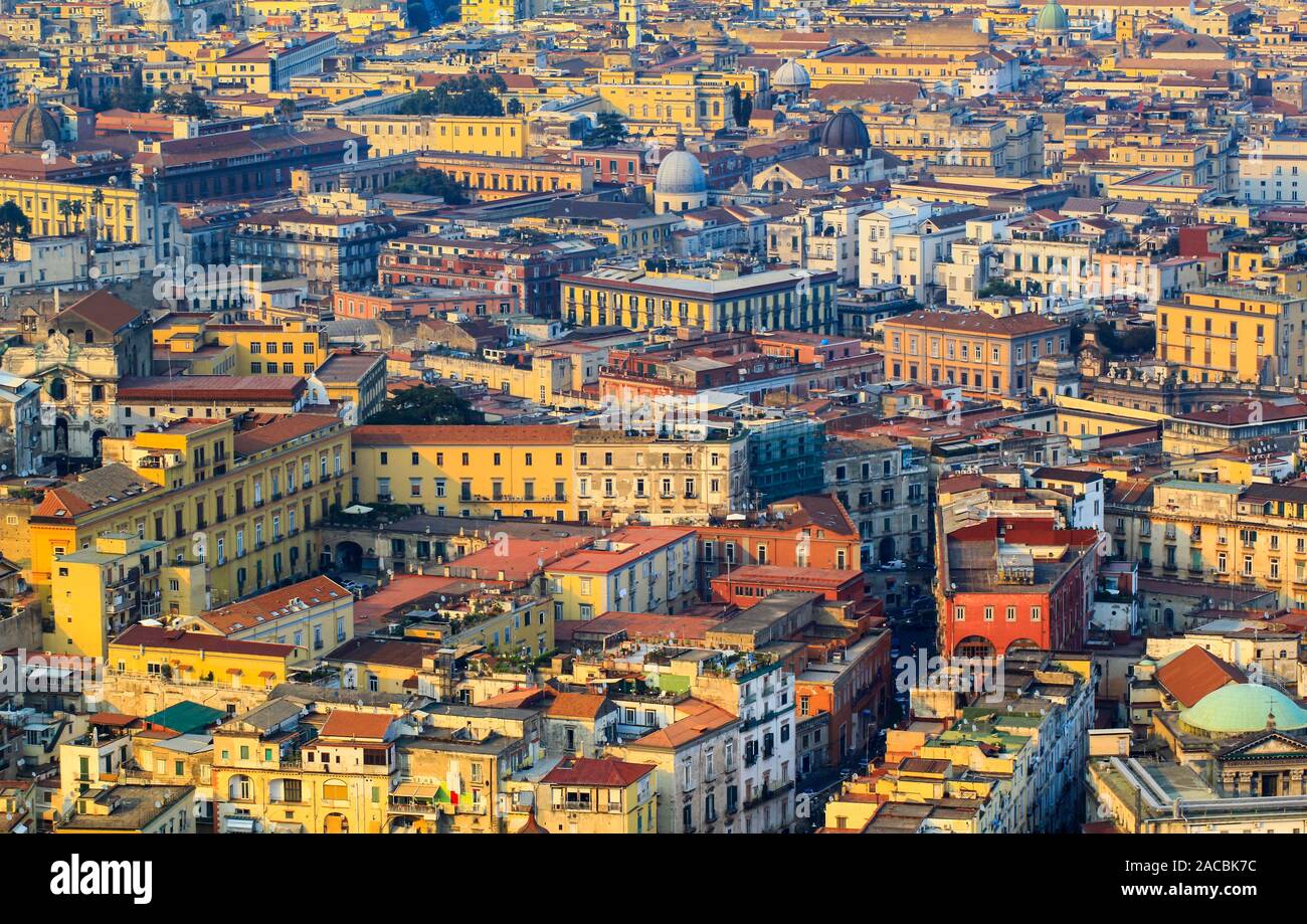 aerial view of the city of Naples with historic and modern buildings ...