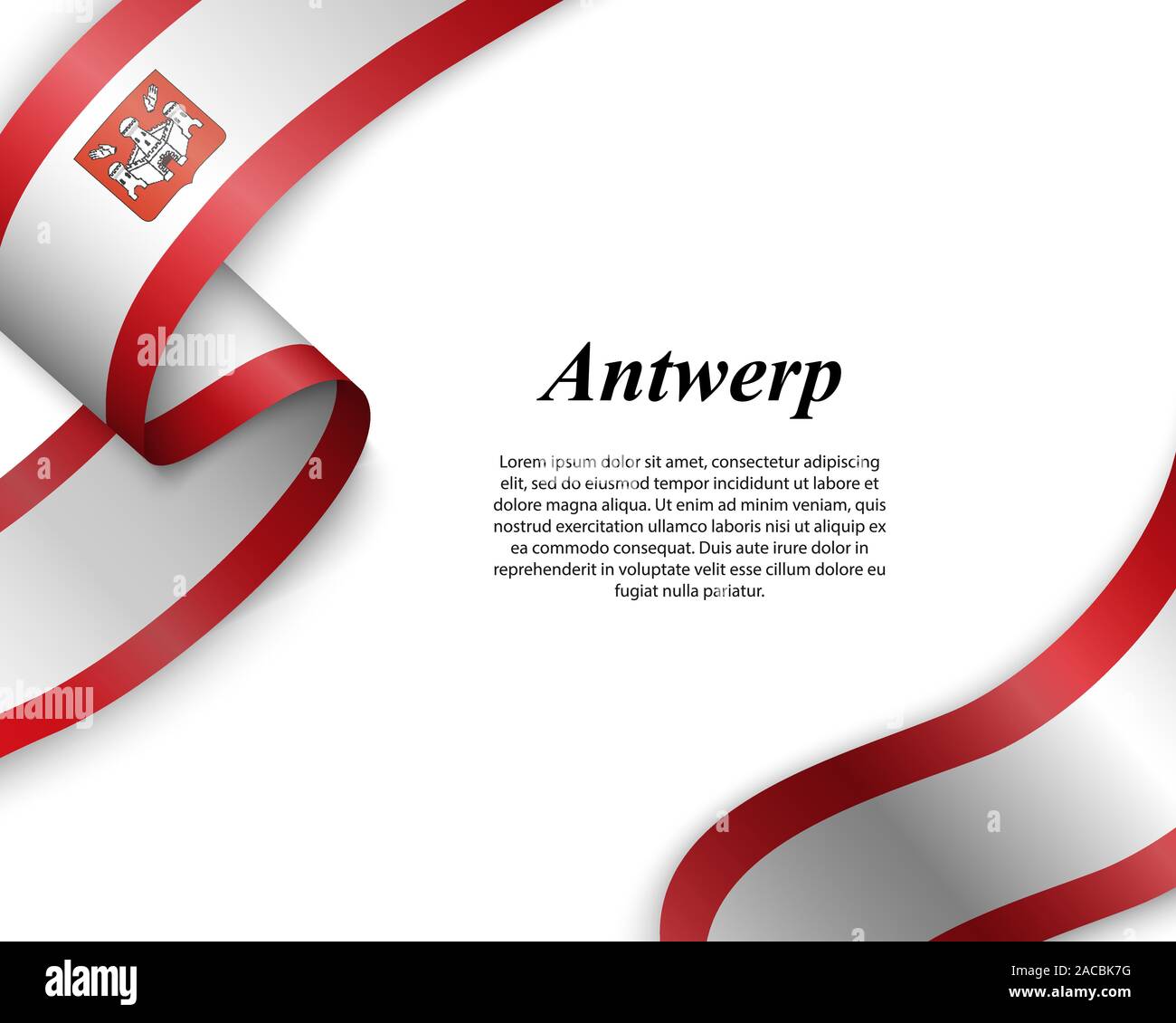 Waving ribbon with flag of Antwerp City. Template for poster design ...