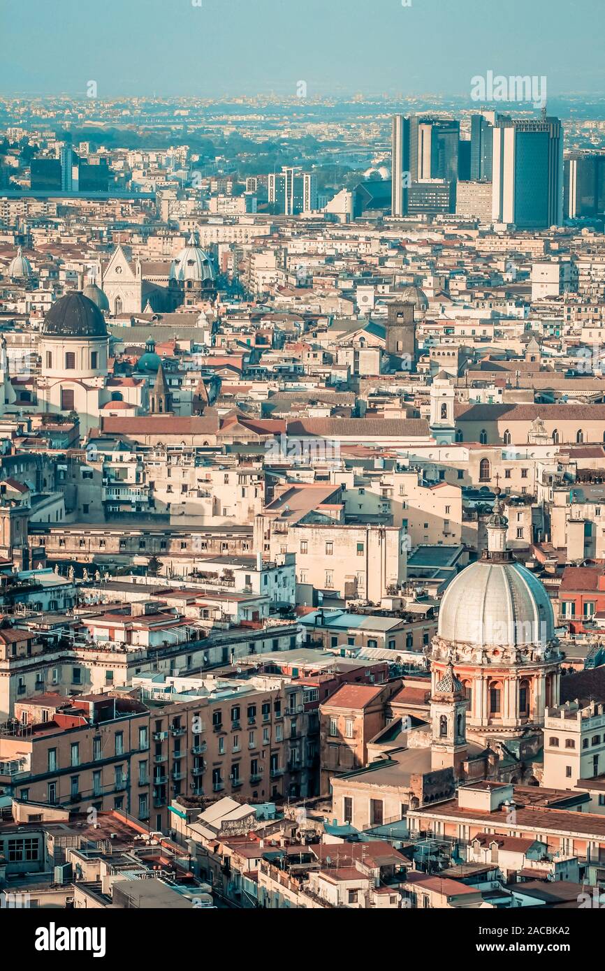 aerial view of the city of Naples with historic and modern buildings ...