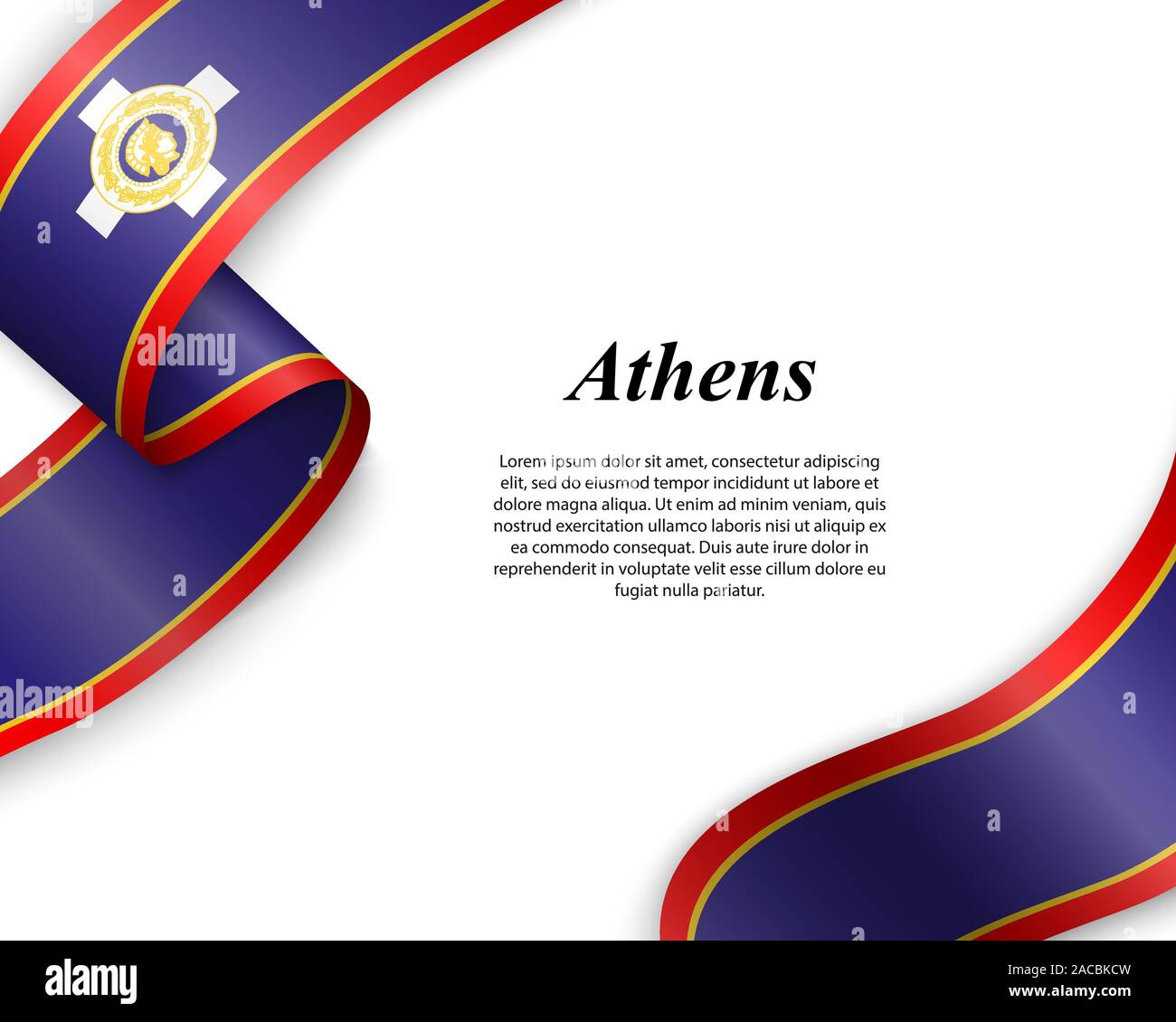 Waving ribbon with flag of Athens City. Template for poster design ...