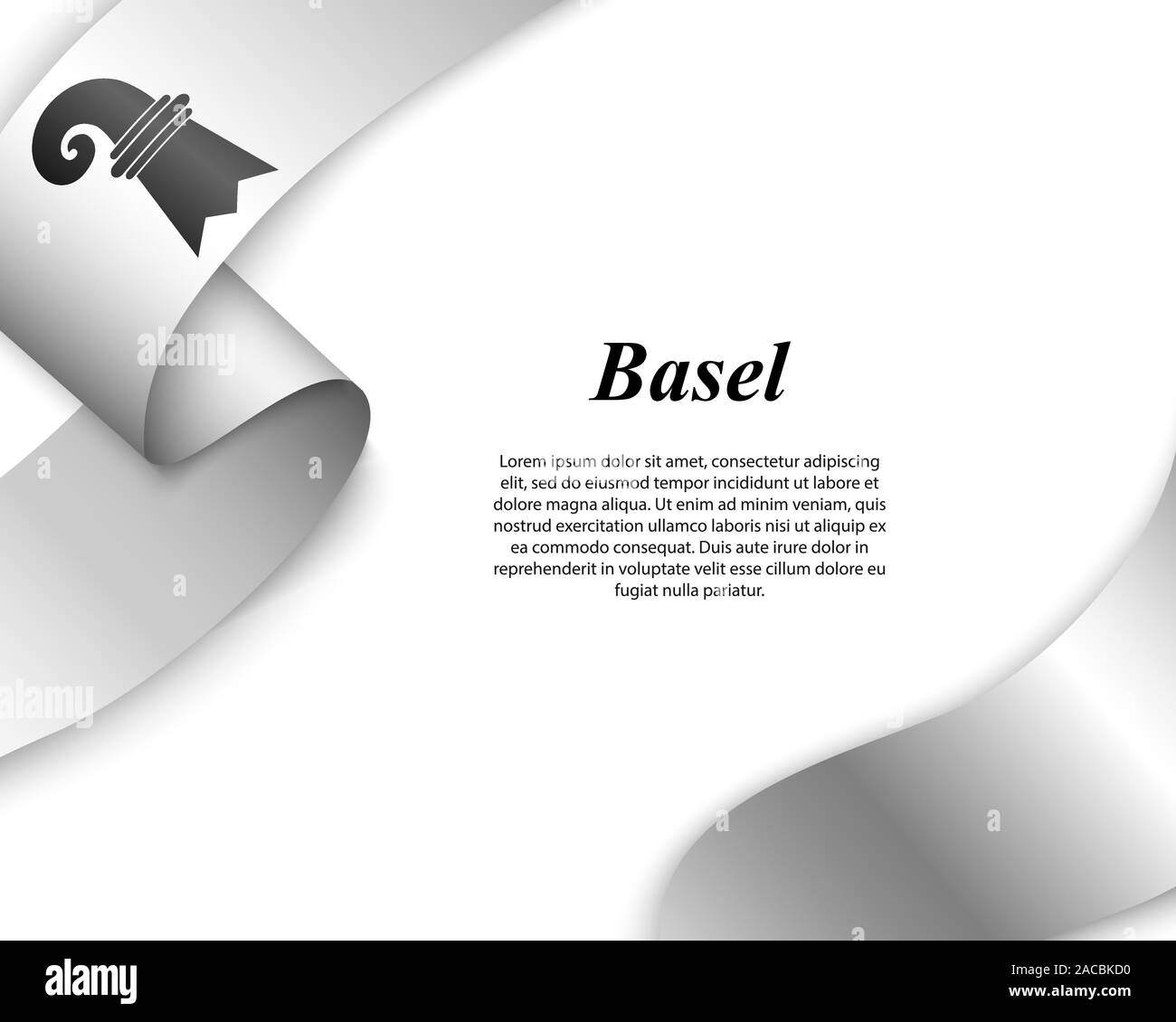 Waving ribbon with flag of Basel City. Template for poster design Stock ...