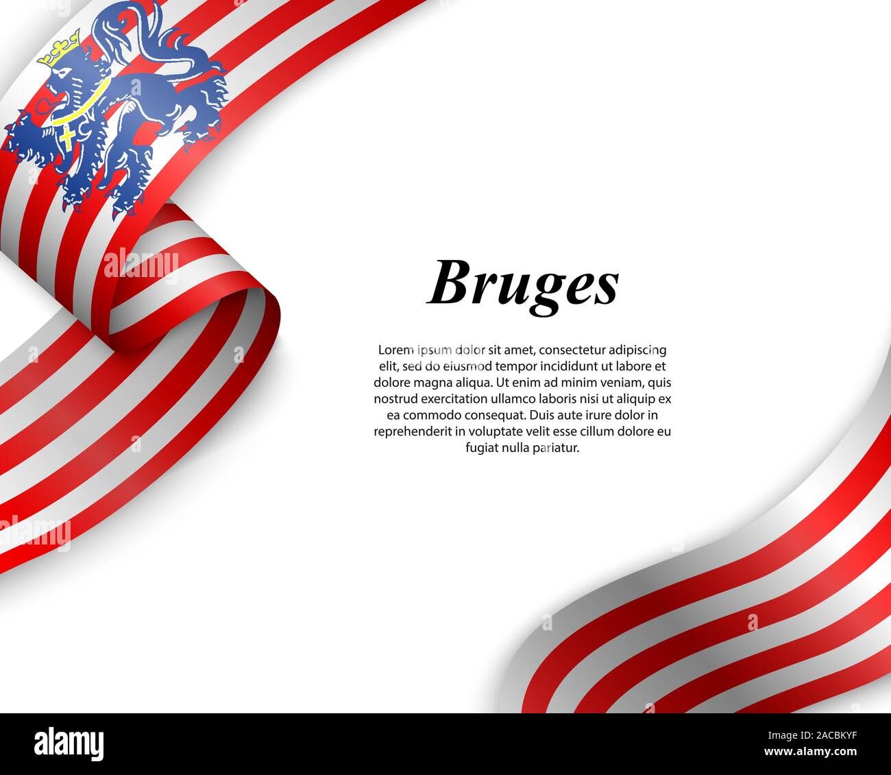 Waving ribbon with flag of Bruges City. Template for poster design ...