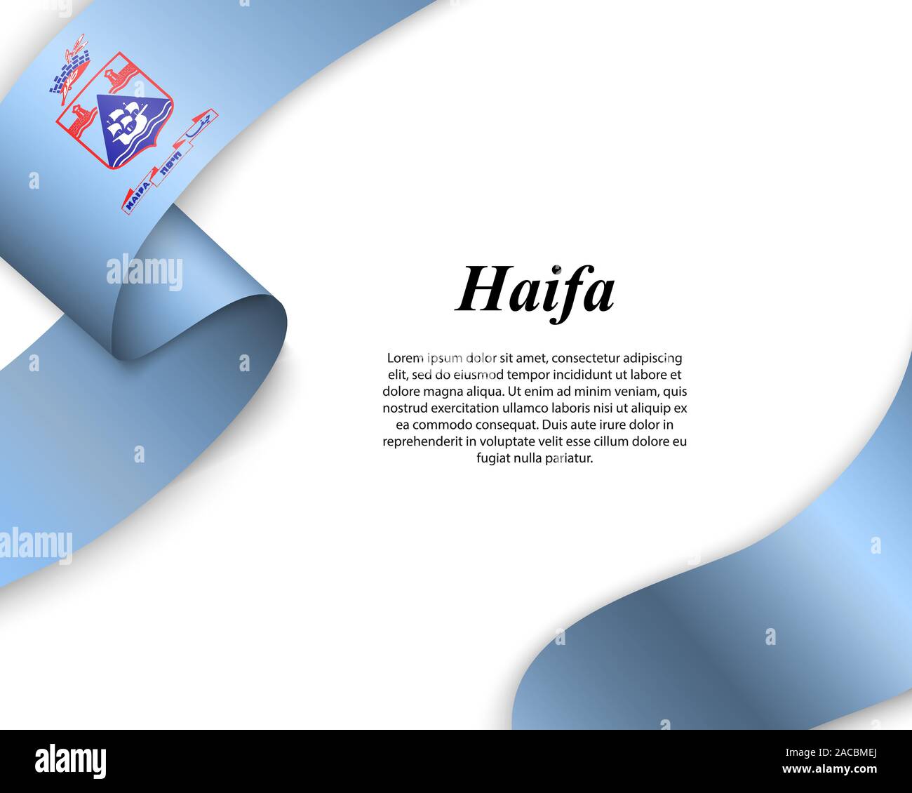 Waving ribbon with flag of Haifa City. Template for poster design Stock ...