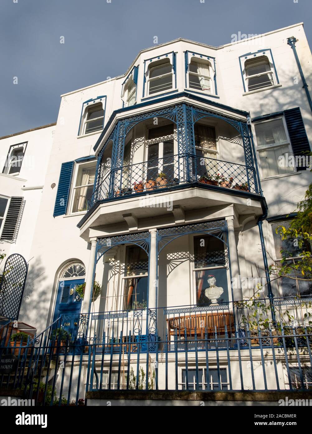 Historic listed building, Aubrey House, overlooking the River Thames ...