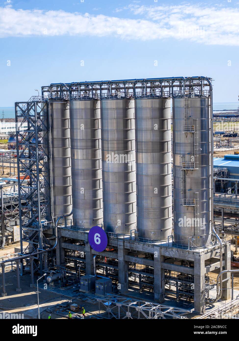 oil and gas processing tanks and pipes Stock Photo - Alamy