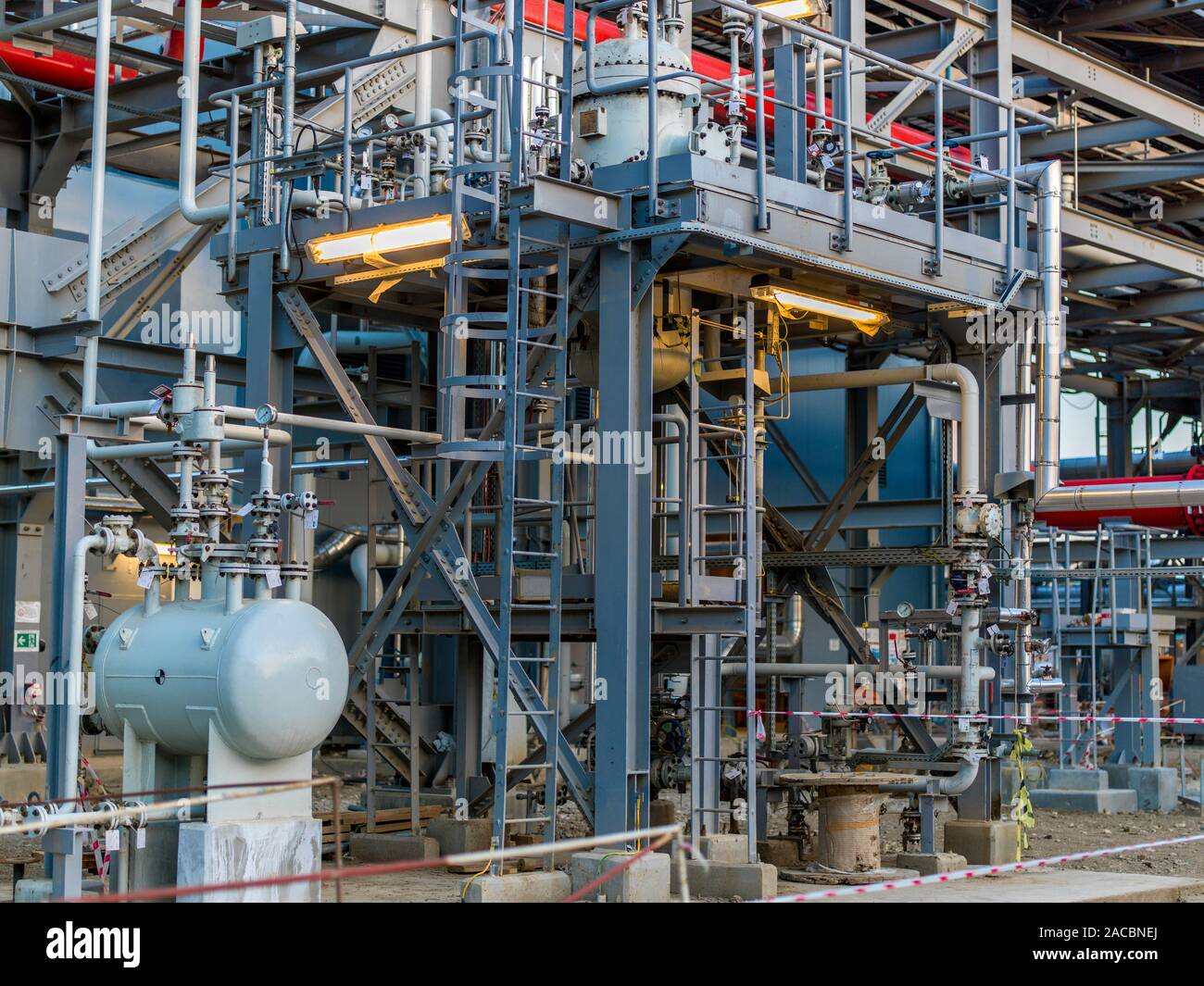 oil and gas processing pipes and process separators Stock Photo - Alamy