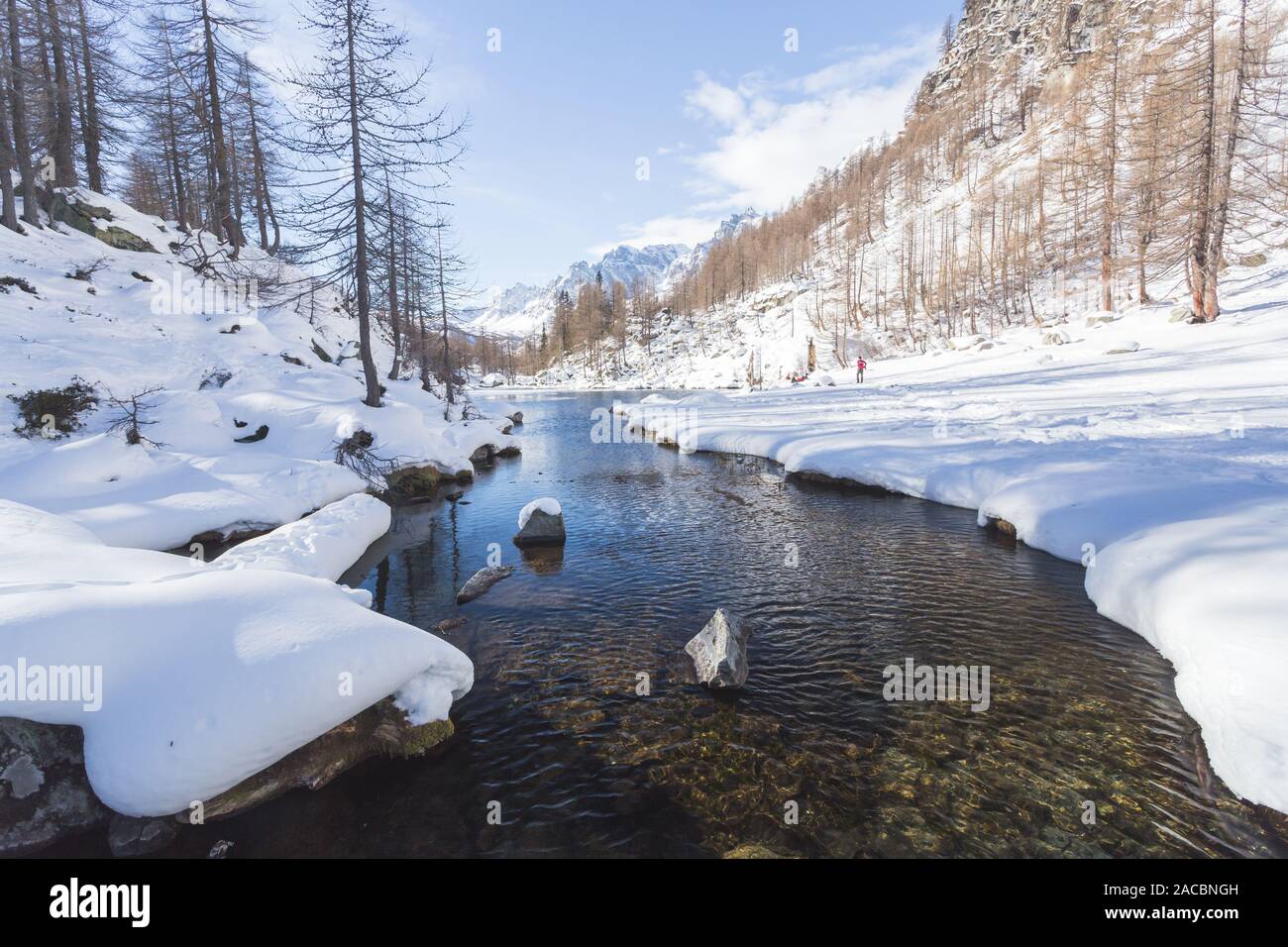 The small lake near Crampiolo known as the Lago delle Streghe, Alpe ...