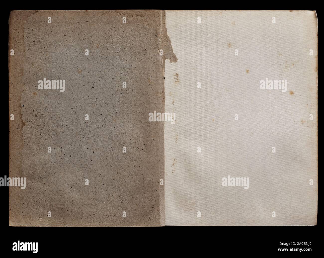 Antique book unfolded on the Endpaper, showing aged textured paper ...