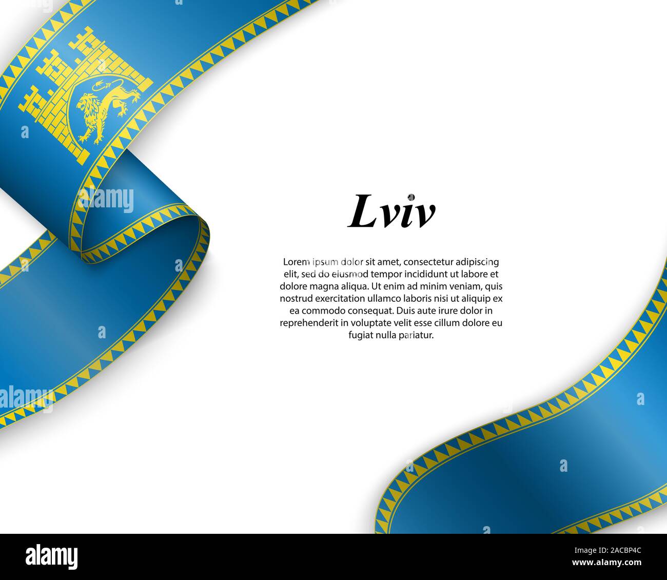 Waving ribbon with flag of Lviv City. Template for poster design Stock ...