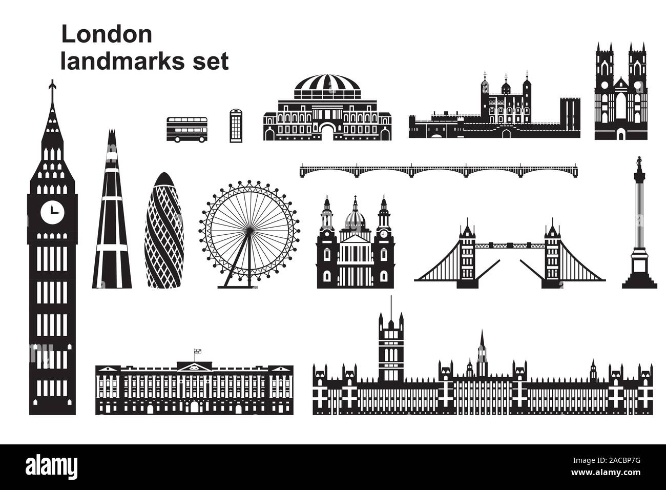 Vector set of landmarks of London. City Skyline vector Illustration in ...