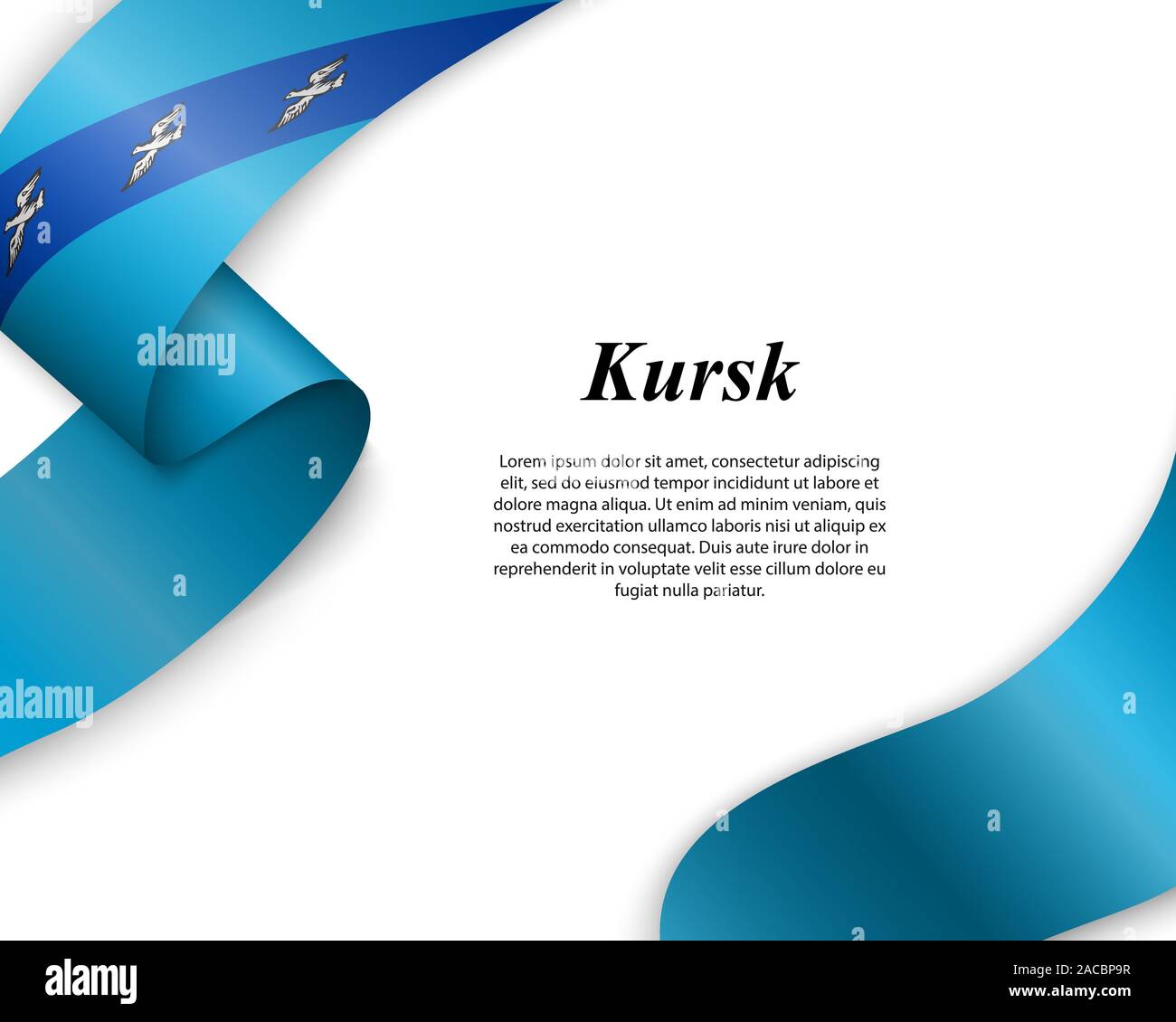Waving ribbon with flag of Kursk City. Template for poster design Stock ...
