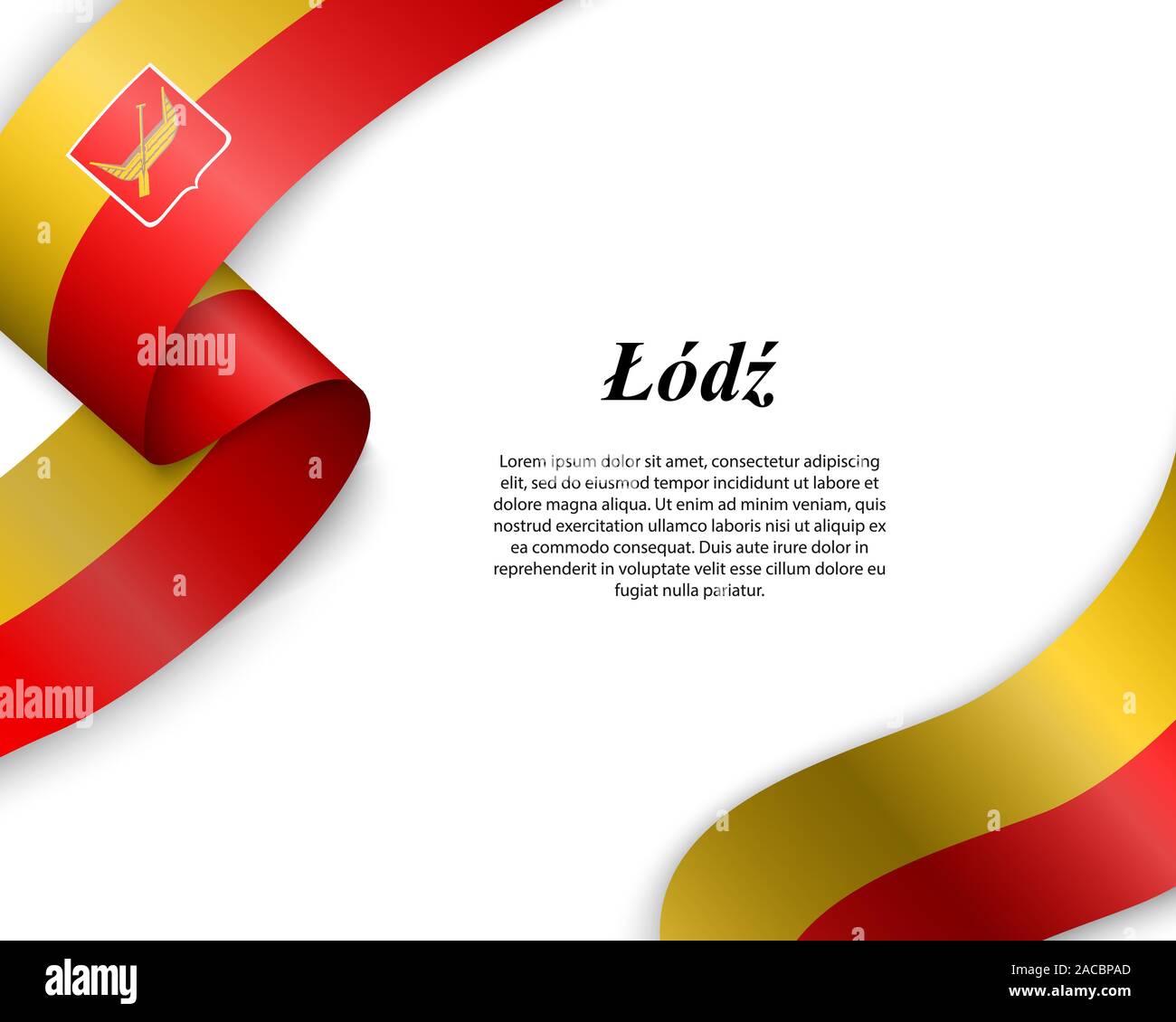 Waving ribbon with flag of Lodz City. Template for poster design Stock ...