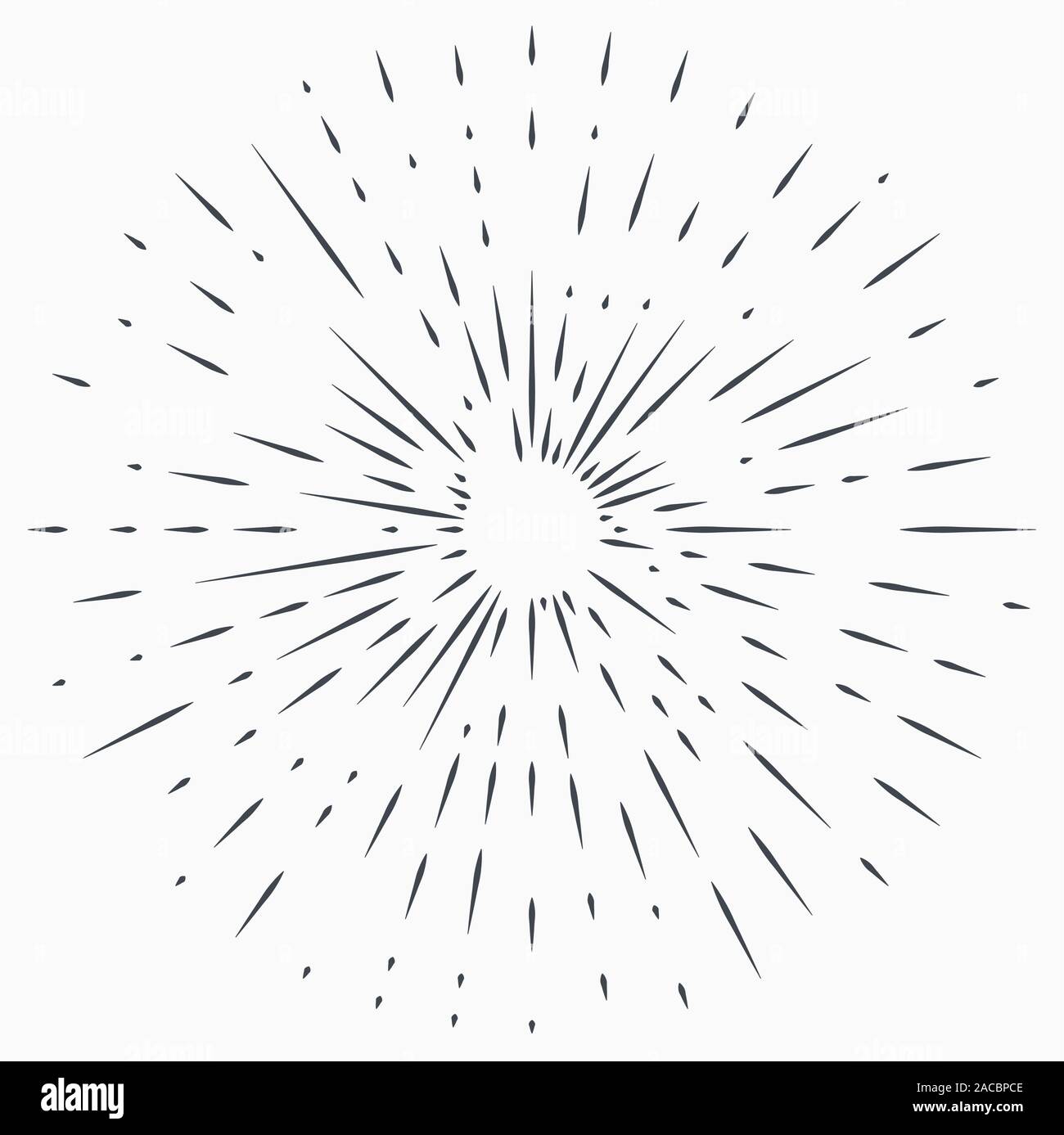 Vintage Sunburst Explosion Handdrawn Design Element Fireworks Black ...