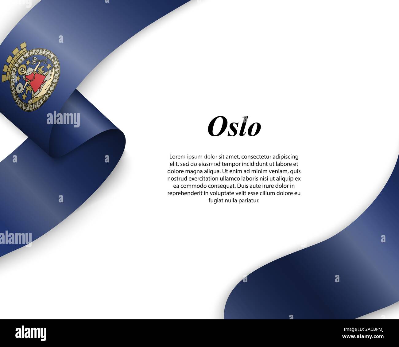 Waving ribbon with flag of Oslo City. Template for poster design Stock ...