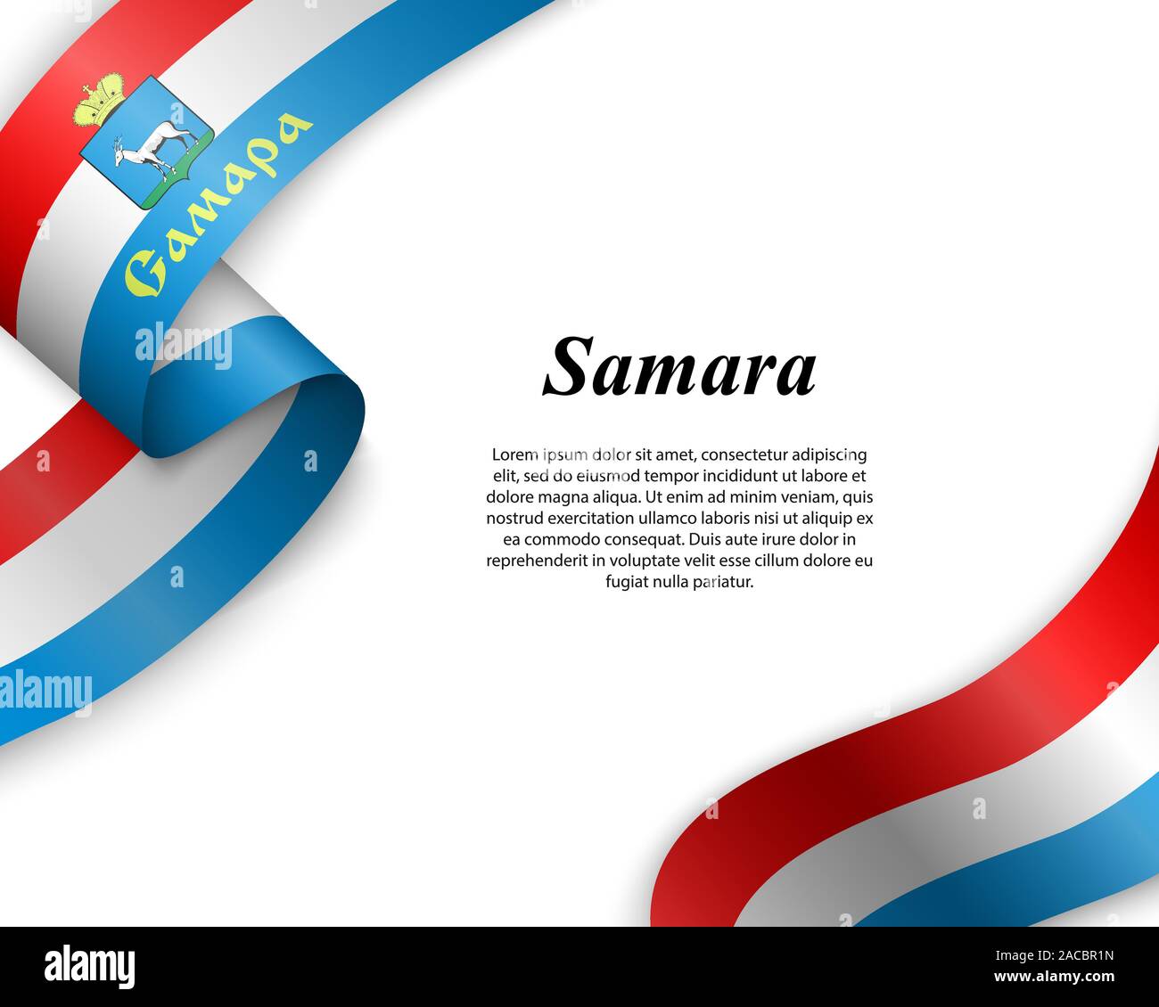 Waving ribbon with flag of Samara City. Template for poster design ...