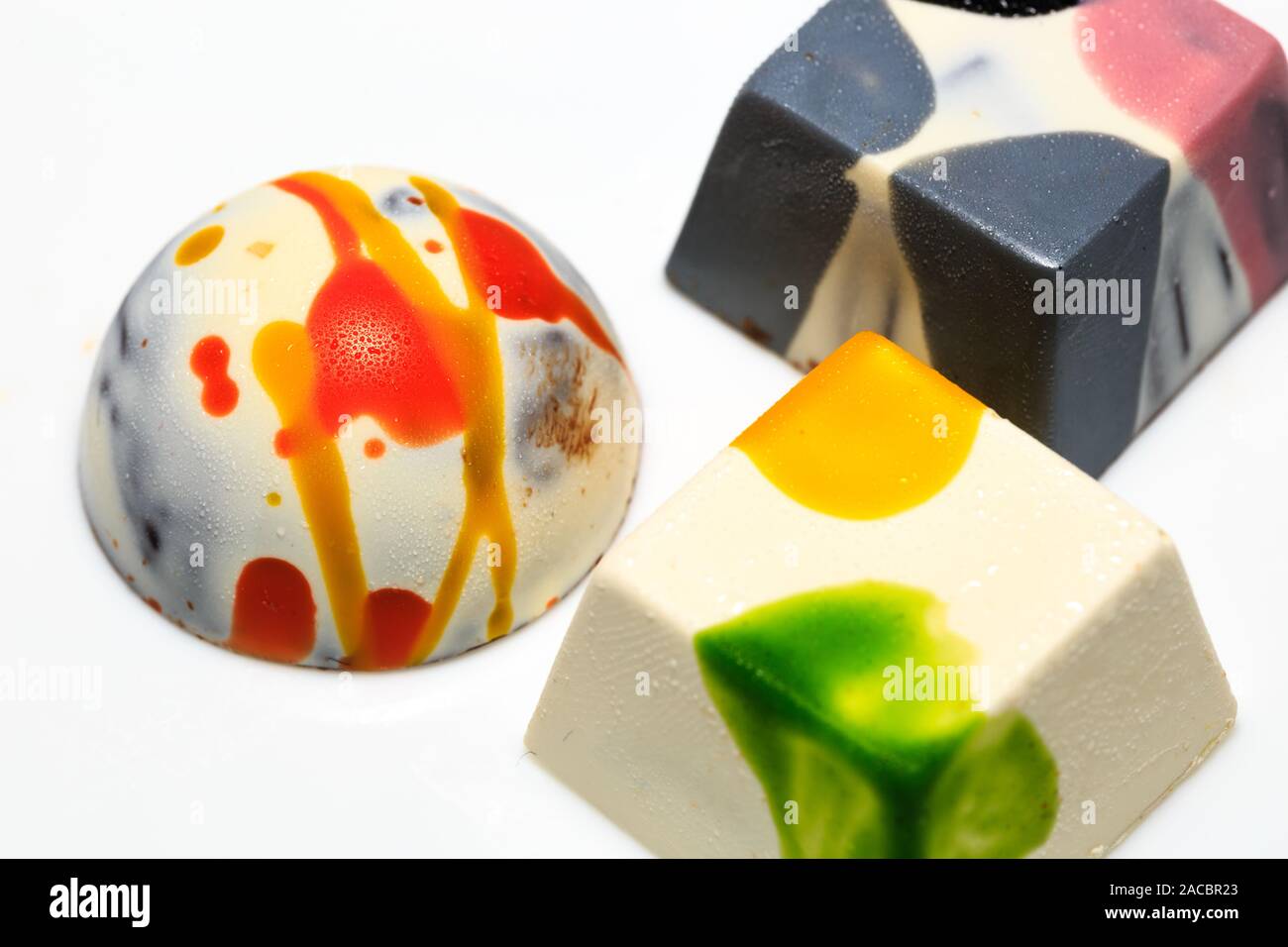 beautiful chocolate cubes placed on white background Stock Photo - Alamy