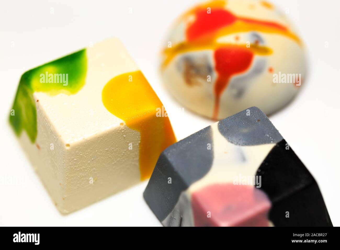 beautiful chocolate cubes placed on white background Stock Photo - Alamy