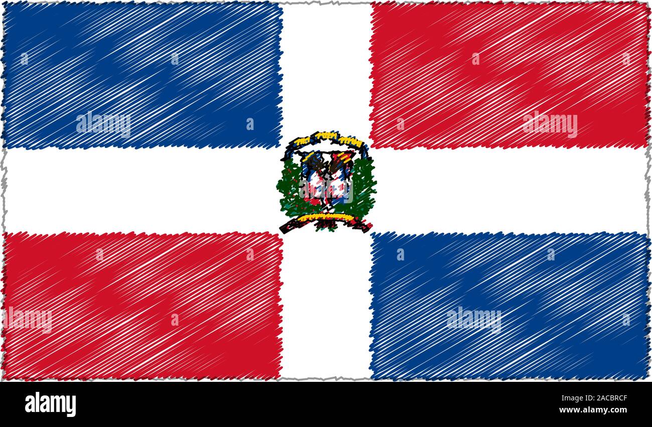 Vector Drawing of Sketch Style Dominican Republic Flag Stock Vector ...