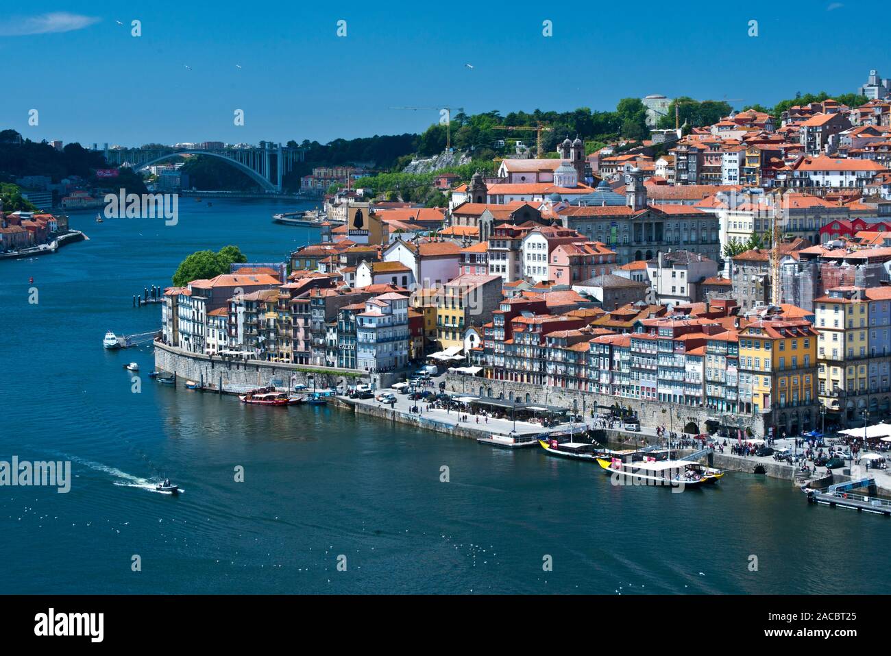 Porto, Portugal riverfront scenes taken from above the Douro river ...