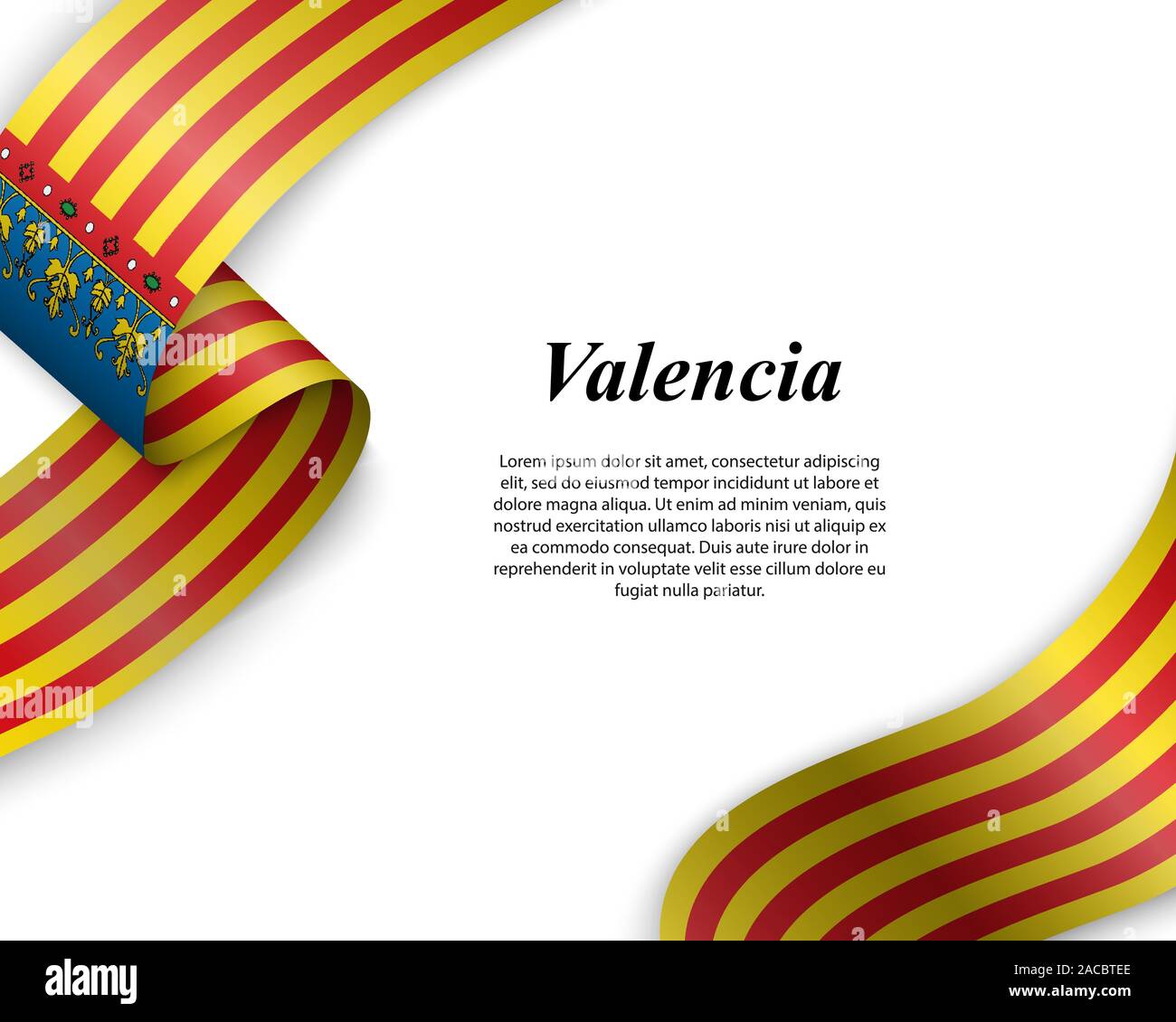 Waving ribbon with flag of Valencia City. Template for poster design ...