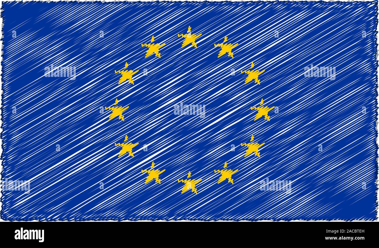 Vector Drawing of Sketch Style European Union Flag Stock Vector Image ...