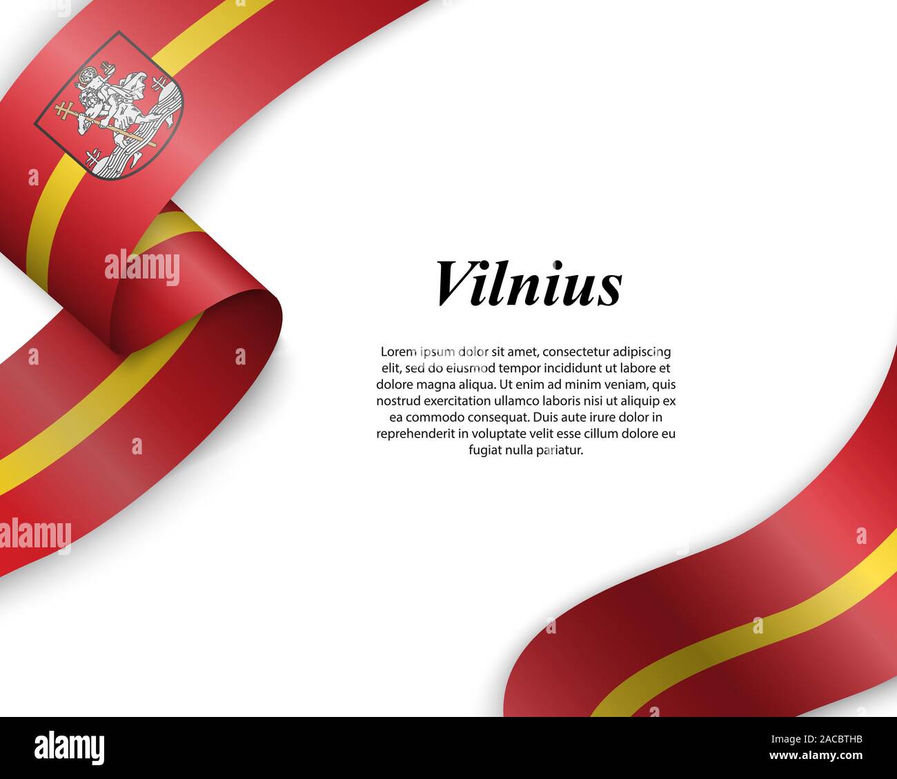 Waving ribbon with flag of Vilnius City. Template for poster design ...