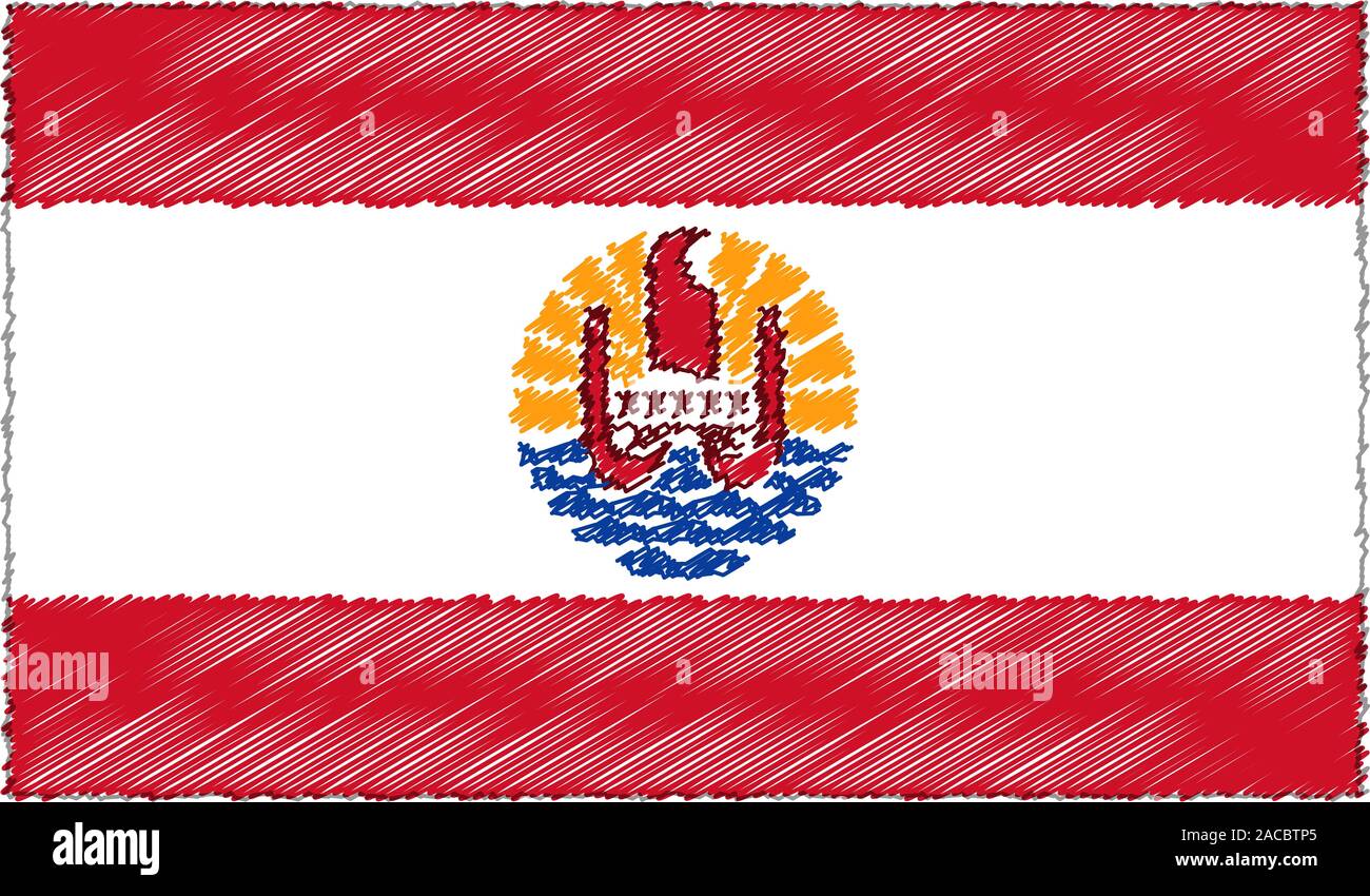 Vector Drawing of Sketch Style French Polynesia Flag Stock Vector Image ...