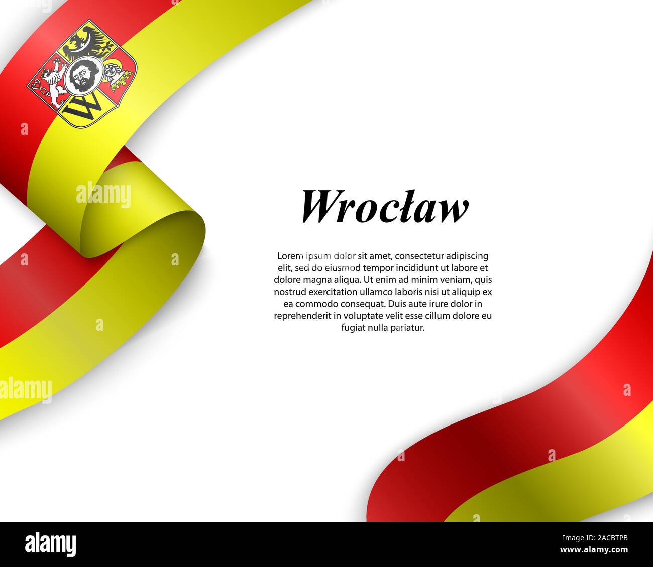 Waving ribbon with flag of Wroclaw City. Template for poster design ...
