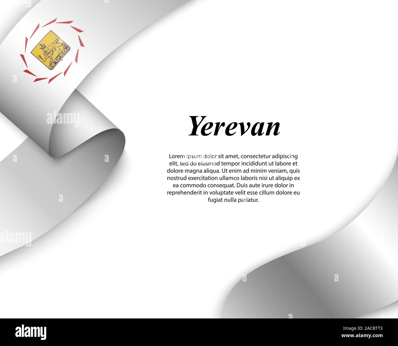 Waving ribbon with flag of Yerevan City. Template for poster design ...