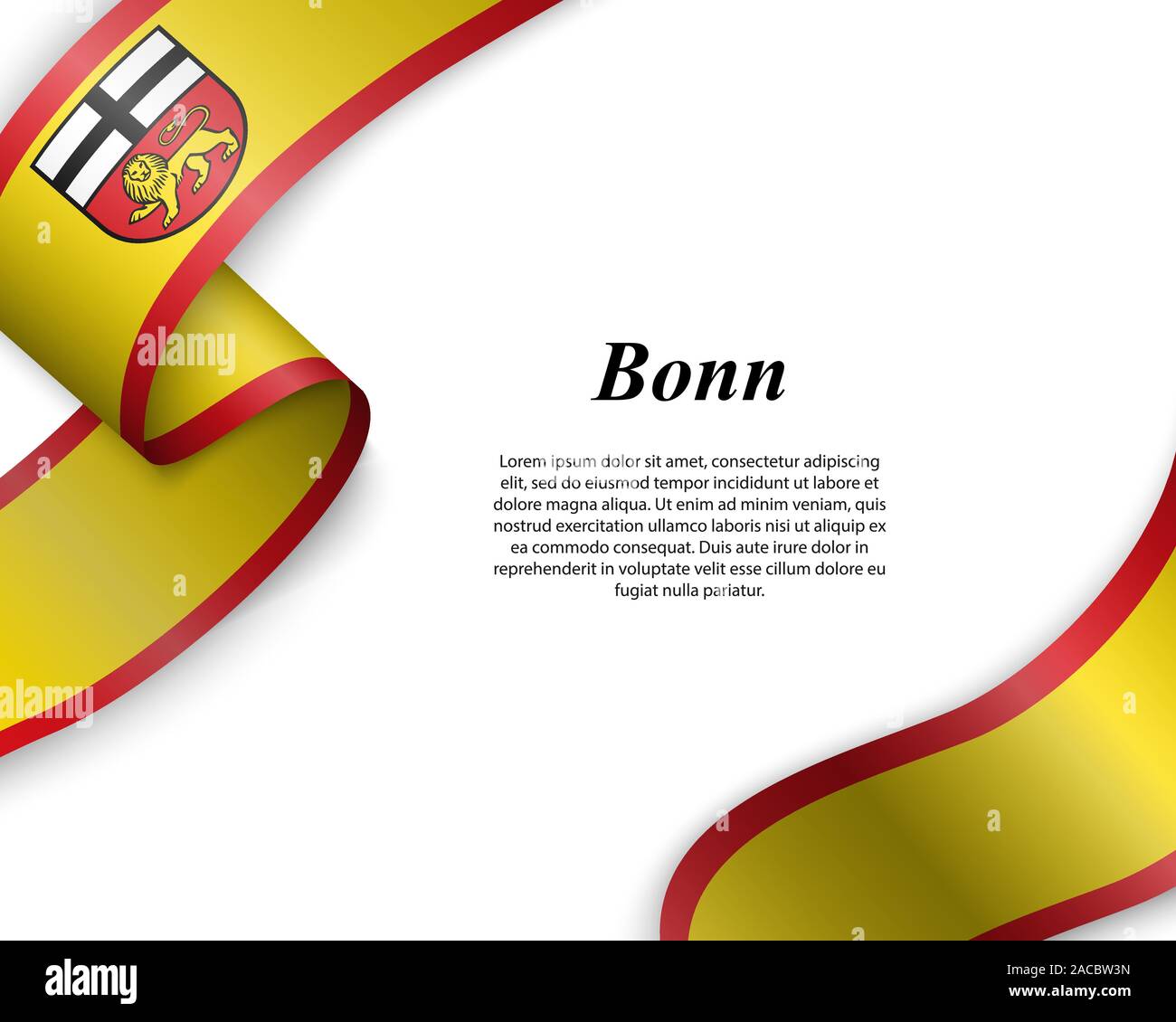 Waving ribbon with flag of Bonn City. Template for poster design Stock ...