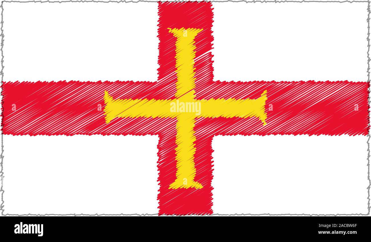 Vector Drawing of Sketch Style Guernsey Bailiwick Flag Stock Vector ...