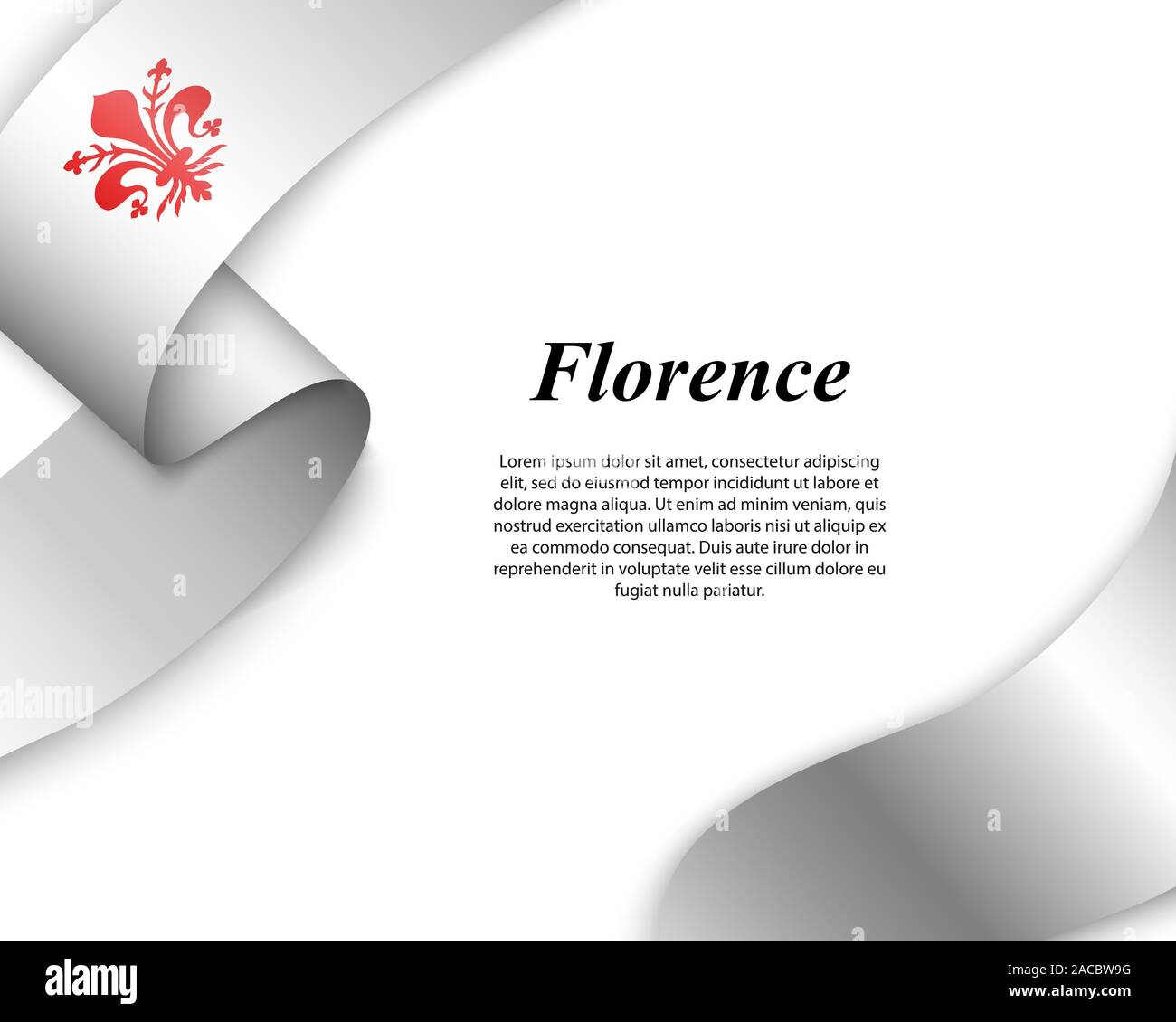 Waving ribbon with flag of Florence City. Template for poster design ...