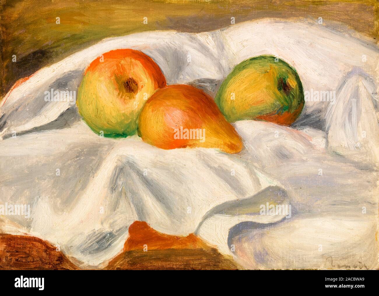 Pierre Auguste Renoir, Pears, (Poires), still life painting, circa 1890 ...